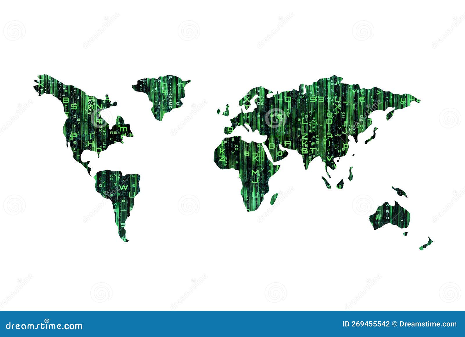 Computer World Map Isolated in White Stock Illustration - Illustration ...