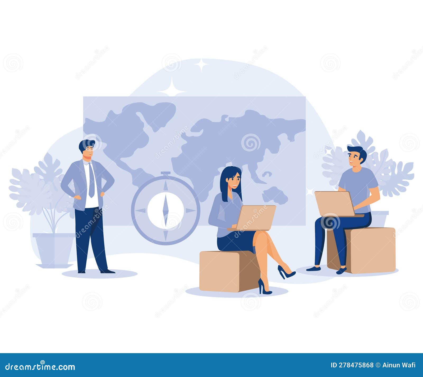 Geography Concept. World Map. Globalisation. Tiny People Study Atlas ...