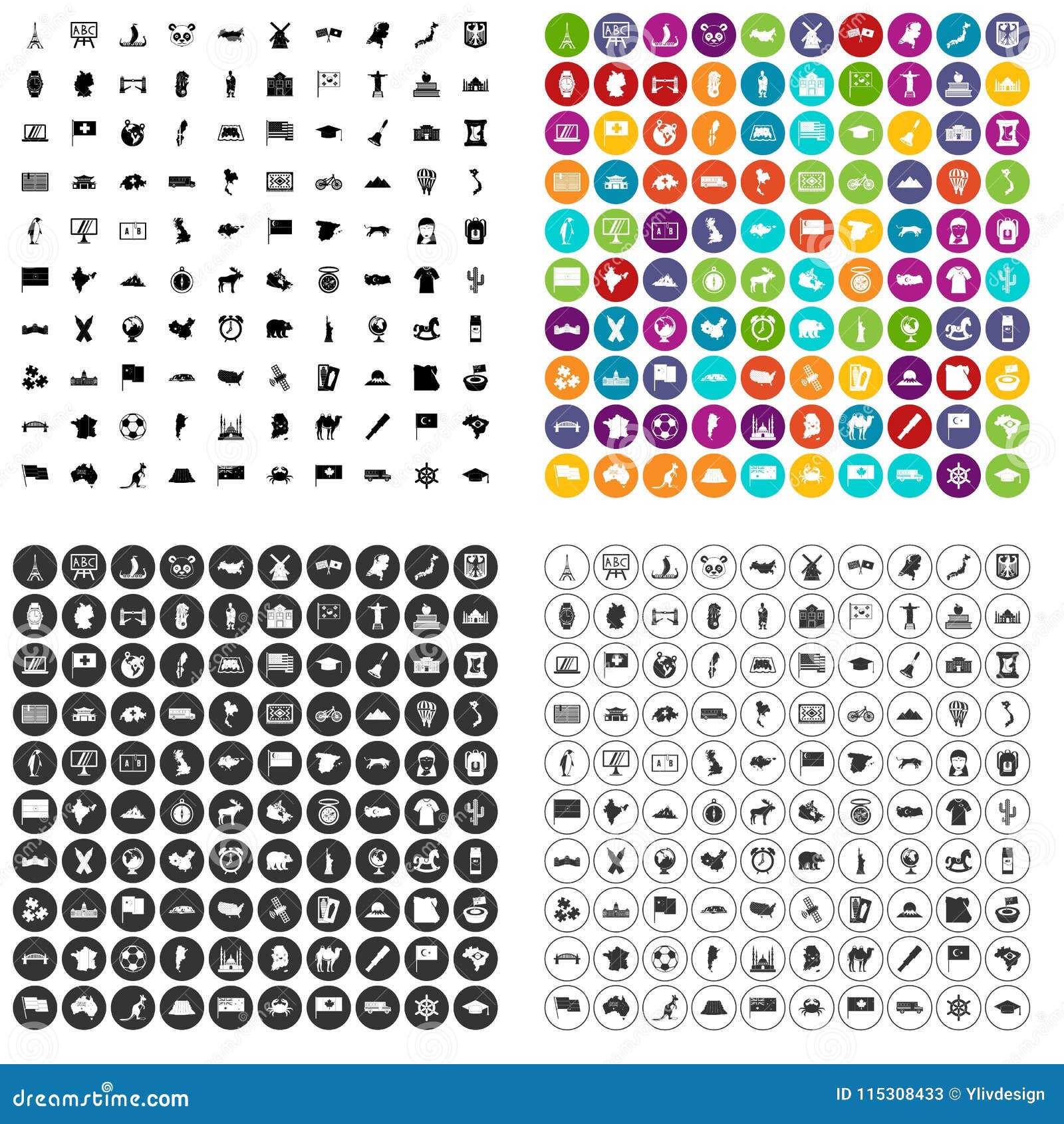 100 Geography Icons Set Vector Variant Stock Vector - Illustration of ...