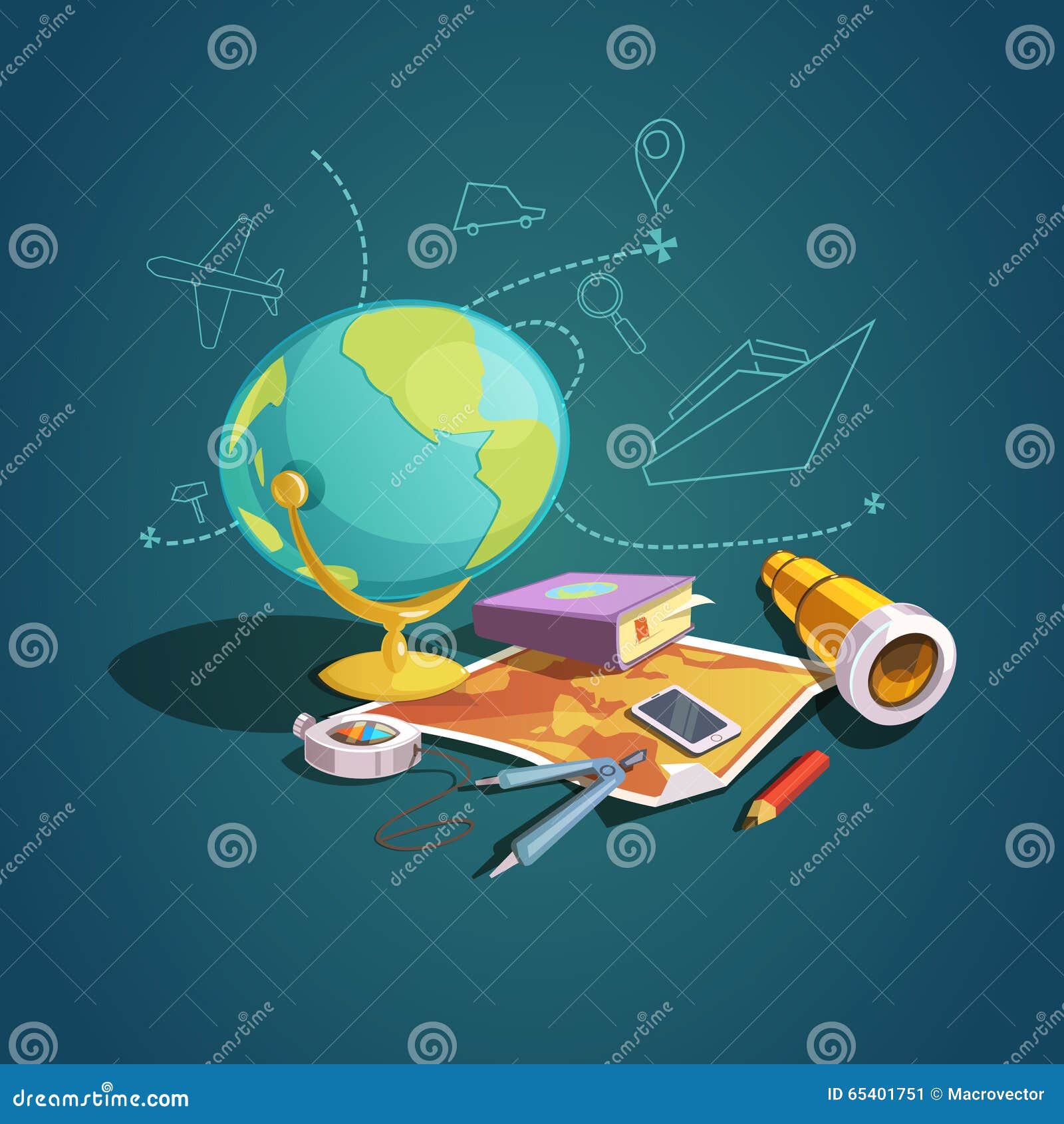 Geography Retro Cartoon Set Stock Vector - Illustration of learning ...