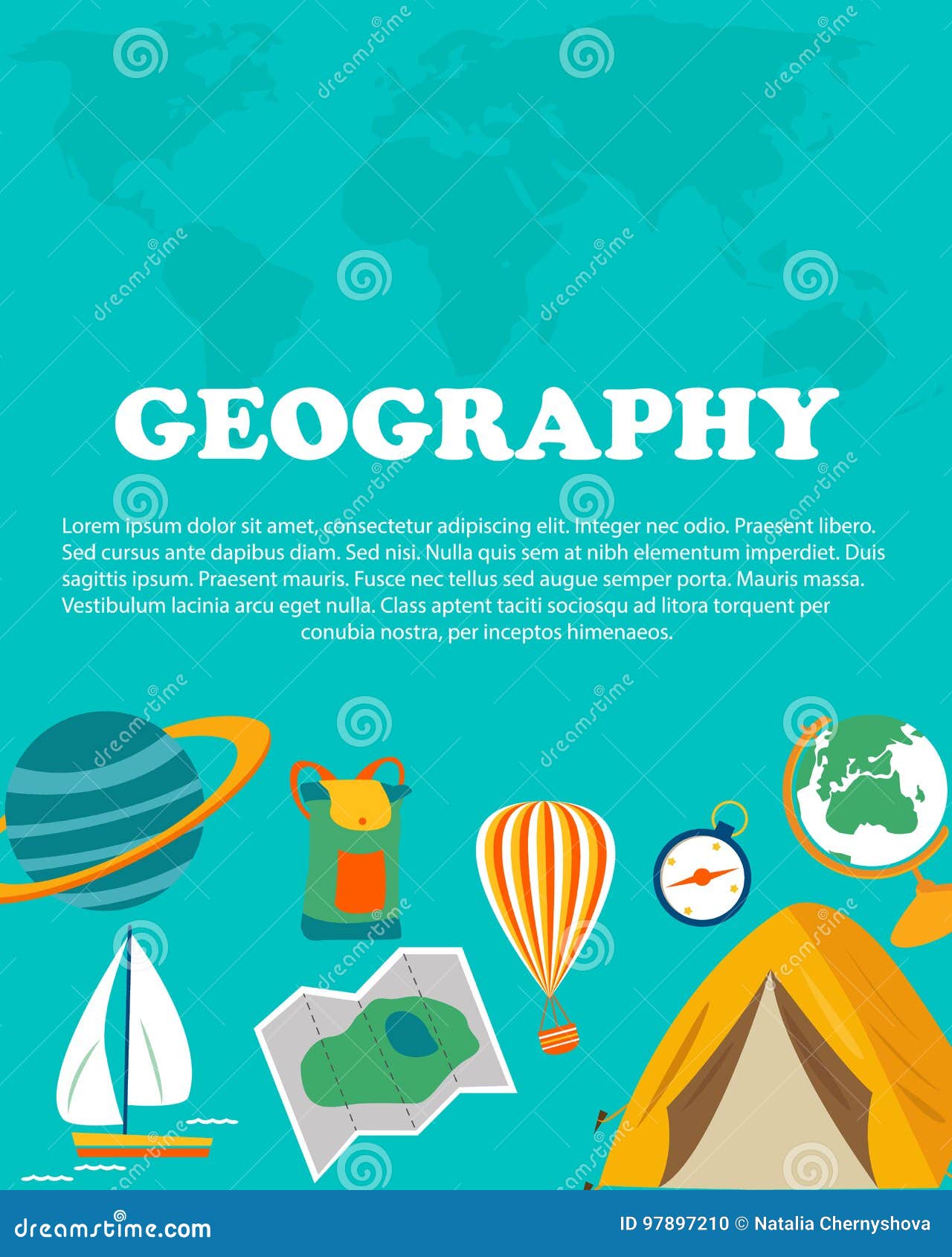 Geography Study. Education and Science Layout Concepts. Flat Modern ...