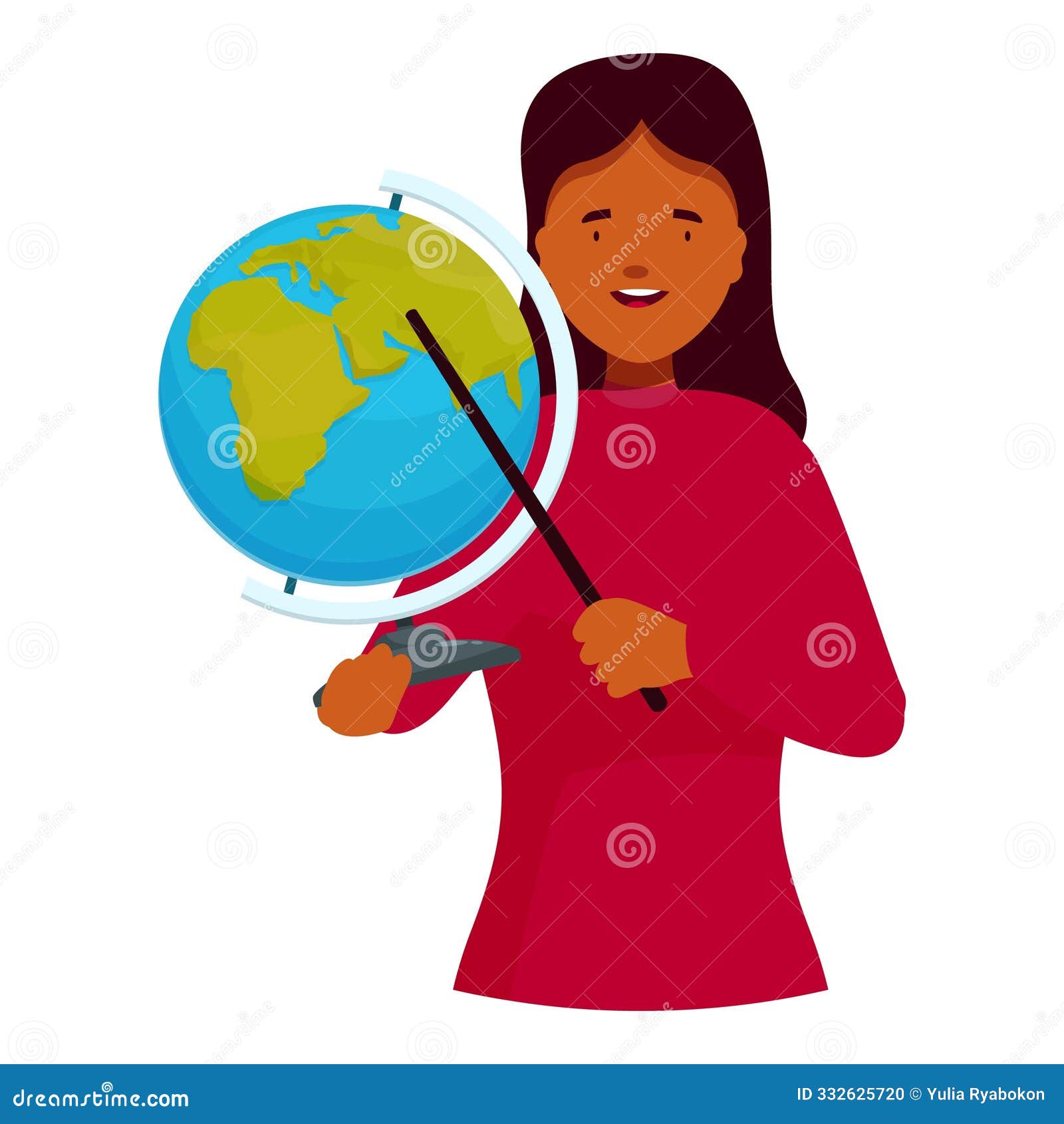 Geography Teacher Holding Earth Globe And Pointing At Continent ...