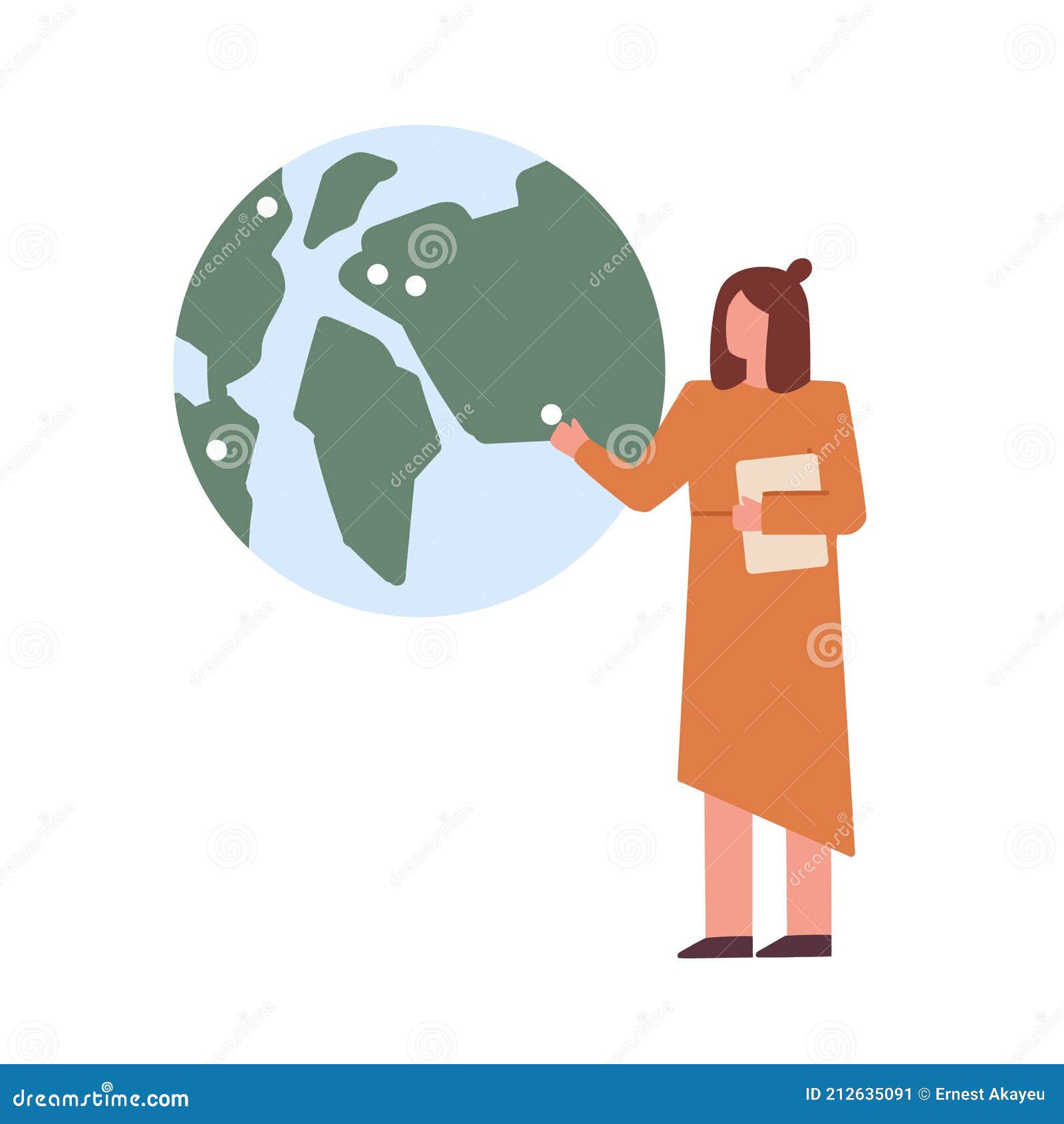 Geography Teacher Lecturing and Showing Globe or Earth Planet Model ...