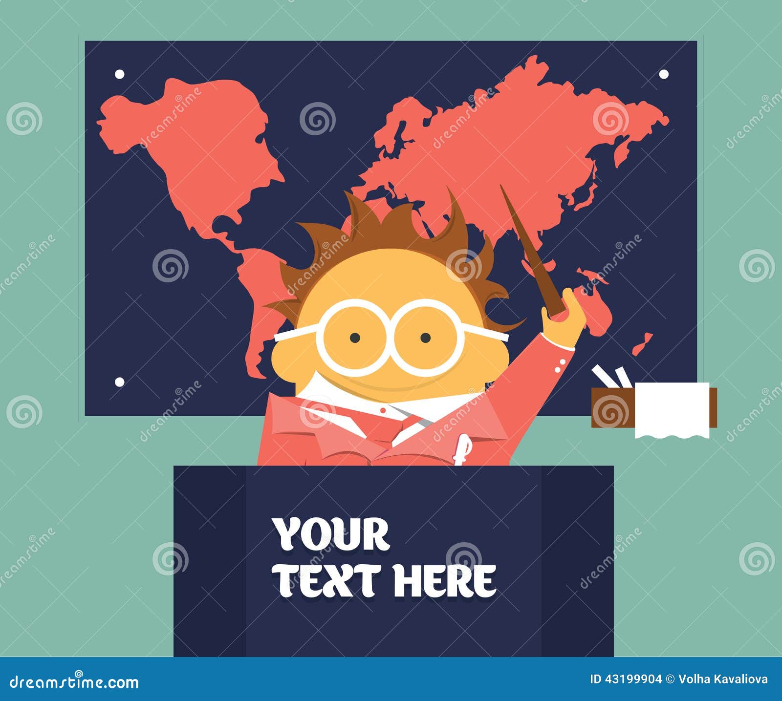 Geography Teacher And Pupil Cartoon Characters Vector Illustration ...