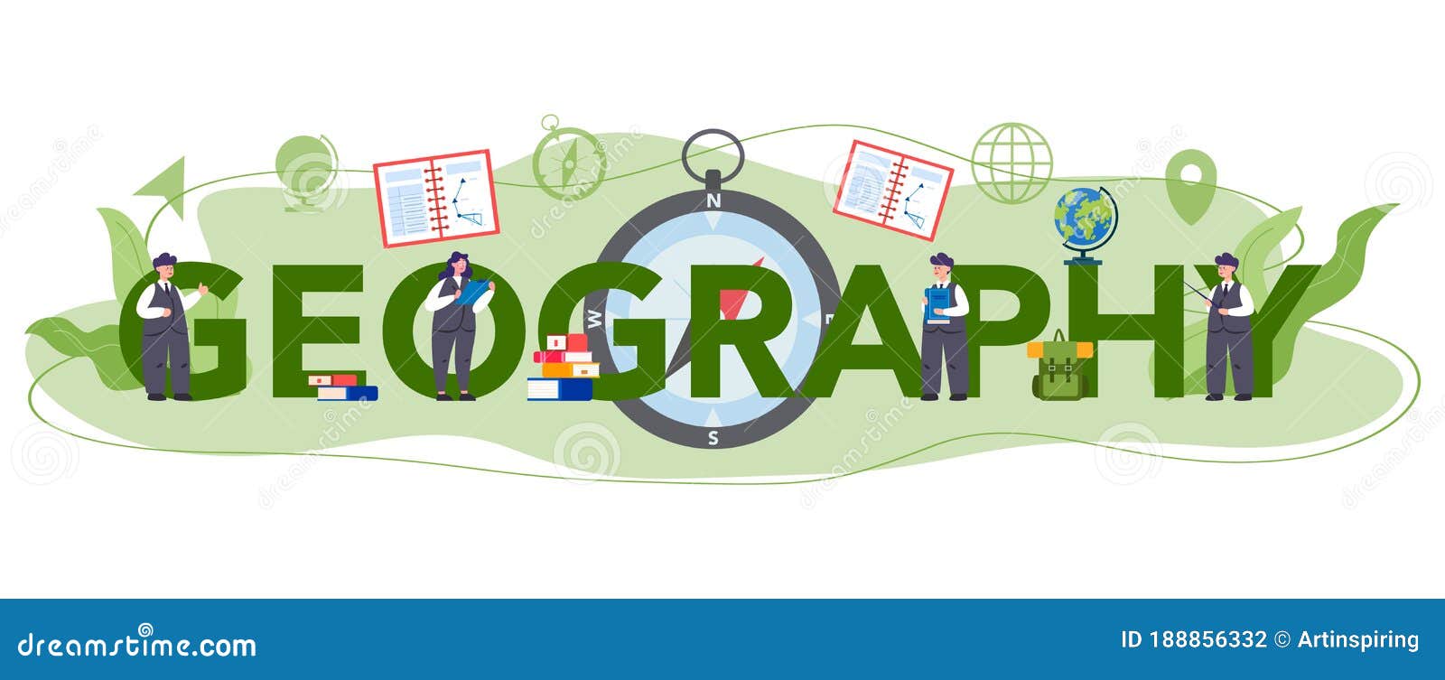 Geography Typographic Header Concept. Studying the Lands, Features ...