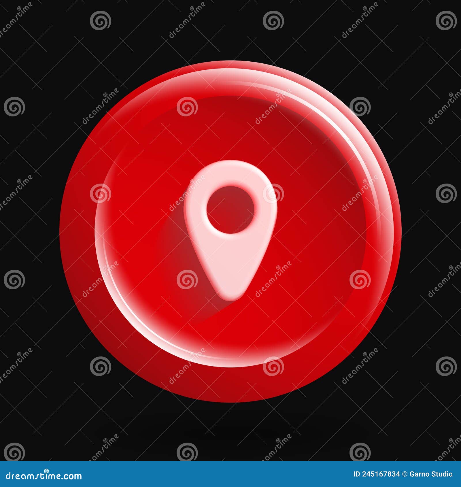 Geolocation 3D Icon. Red Round App Logo Stock Vector - Illustration of ...