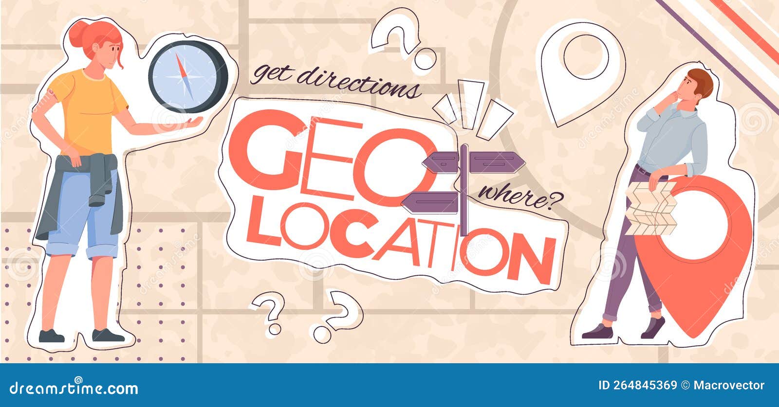 Geolocation Flat Collage Cartoon Vector | CartoonDealer.com #264845369