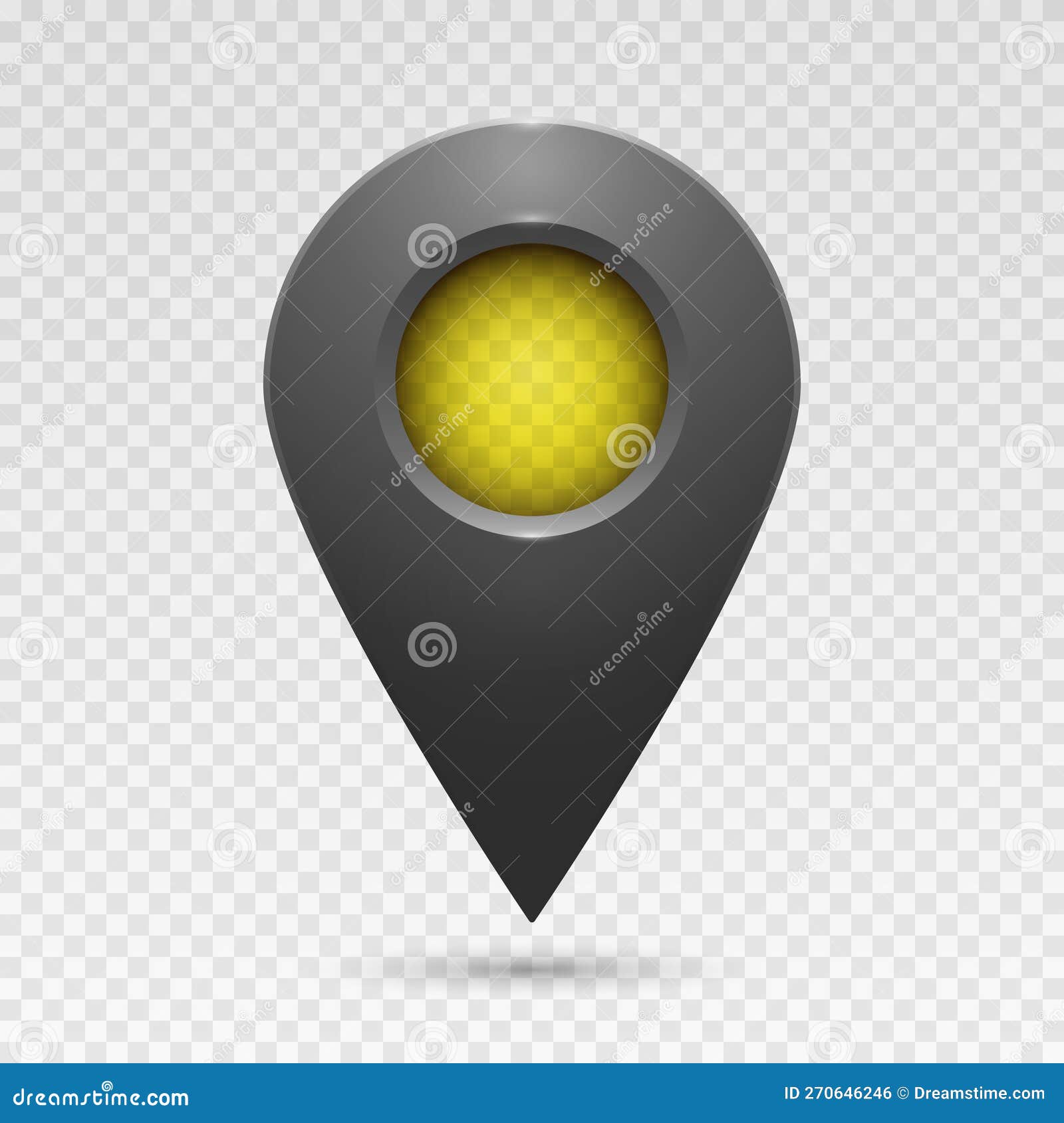 The Geolocation Icon is Dark Gray with Highlights and a Yellow Insert ...