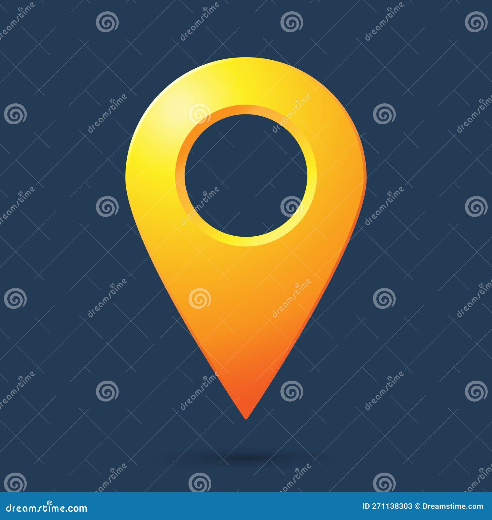 The Geolocation Icon is Yellow with Highlights on a Blue Background ...