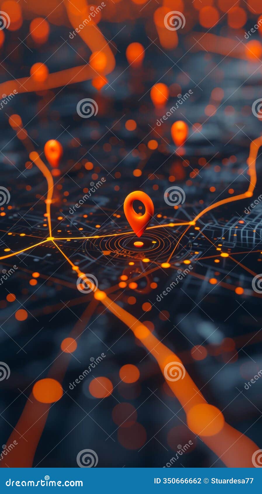 Geolocation Markers on a Futuristic Digital Map Stock Photo - Image of ...