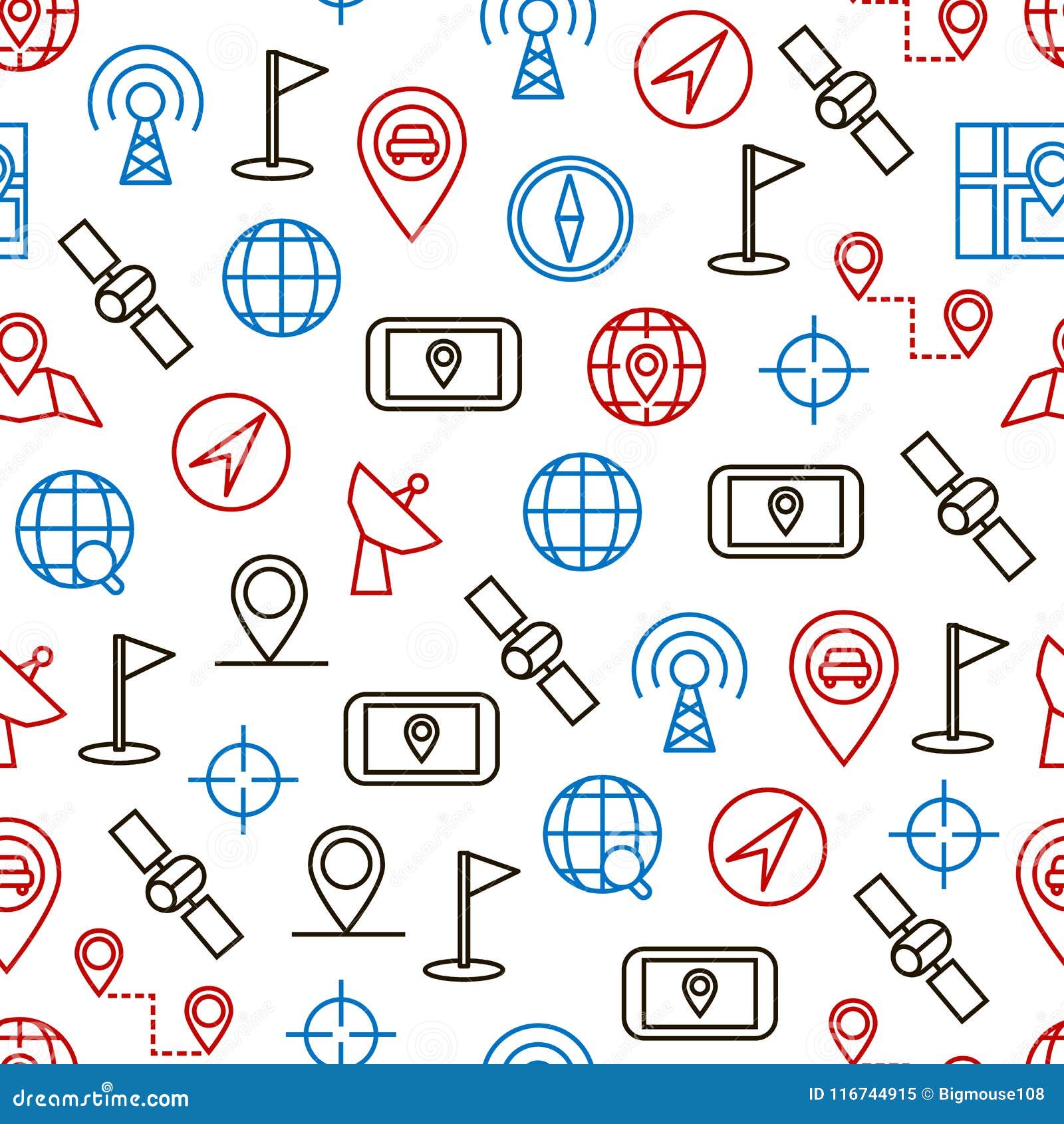 Geolocation Navigation Seamless Pattern Background. Vector Stock Vector ...