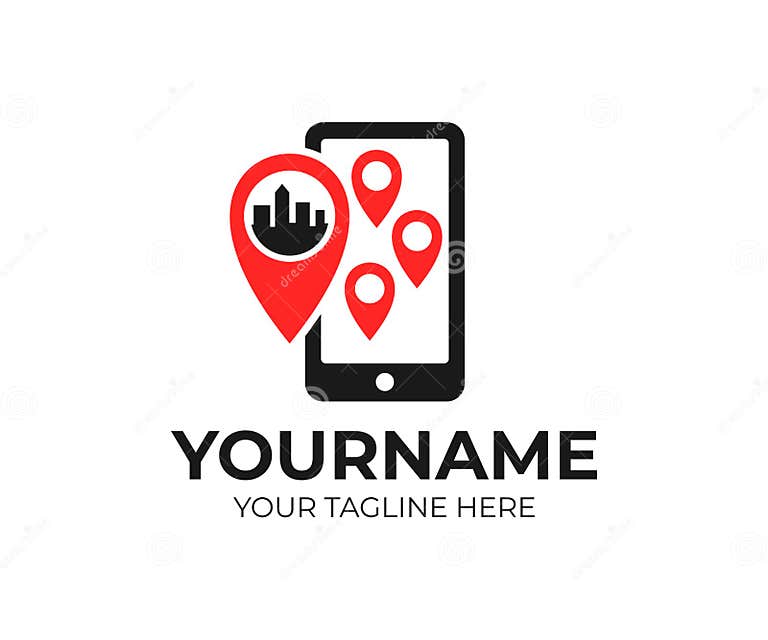 Geolocation, Place Map Pointer and Smartphone, Logo Template. Pinpoint ...