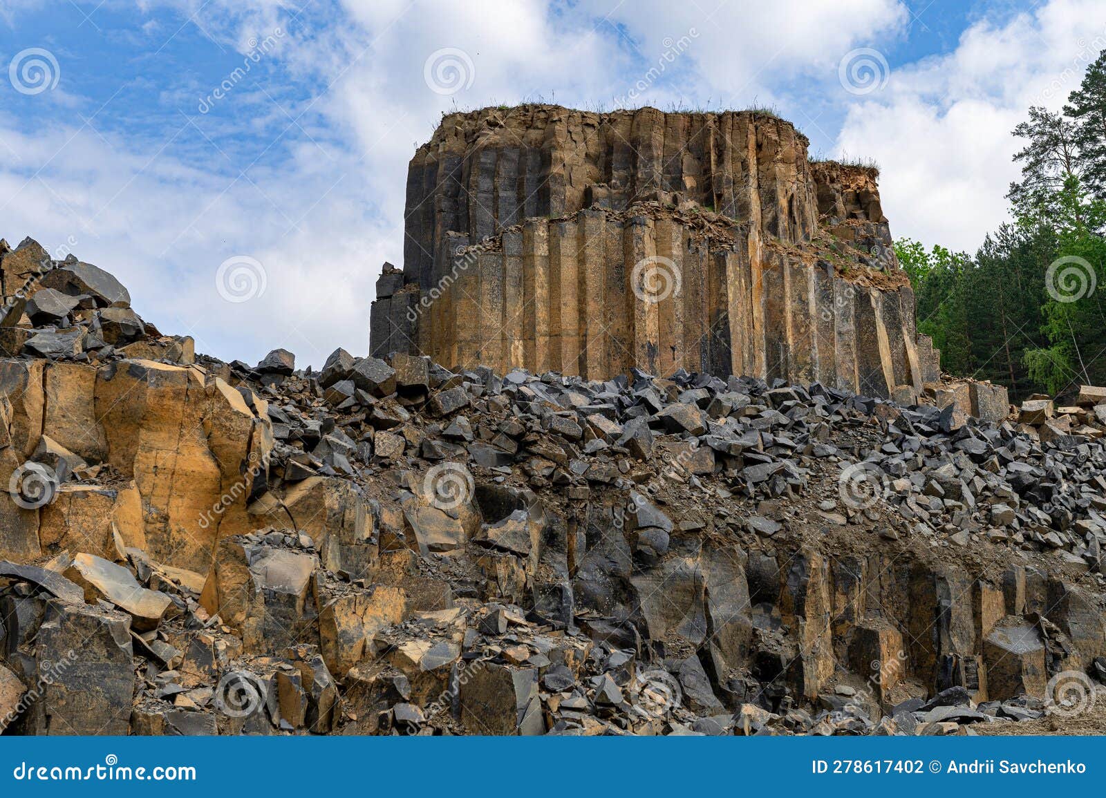 Geologic Basalt Rock Formation. Basalt Quarry Stock Photo - Image of ...