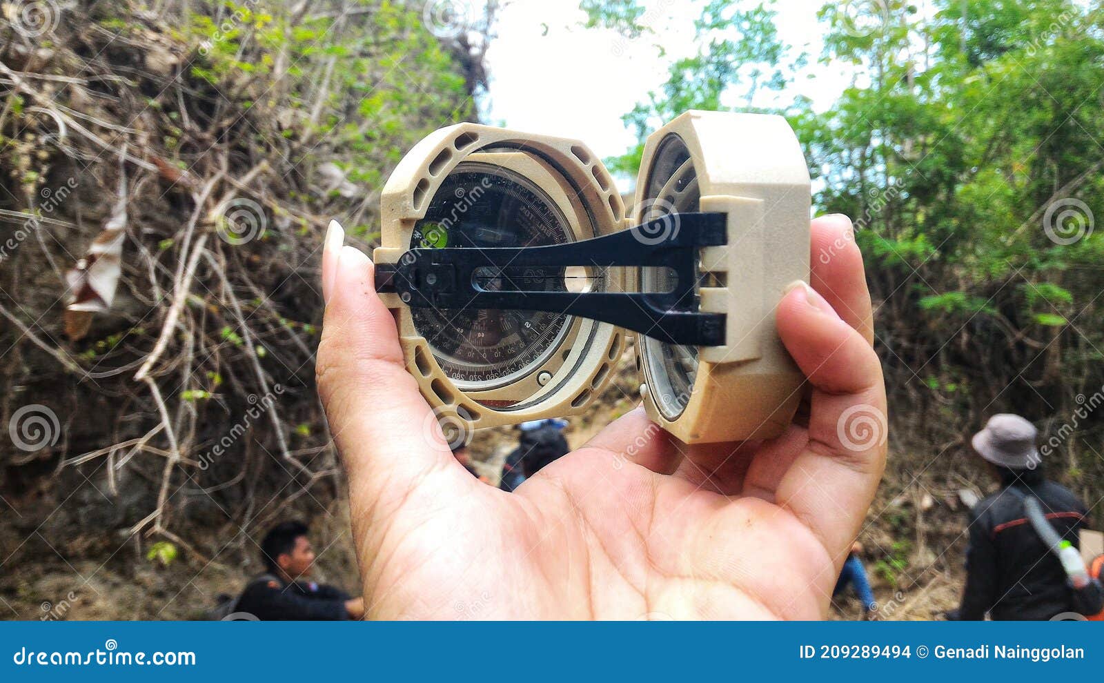 Measuring Distance with Geological Compass Stock Photo - Image of used ...