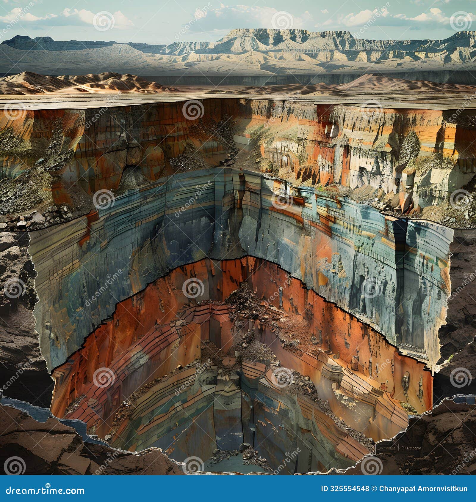 3D Geological Cross-Section Model. Generative Ai. Royalty-Free Cartoon ...