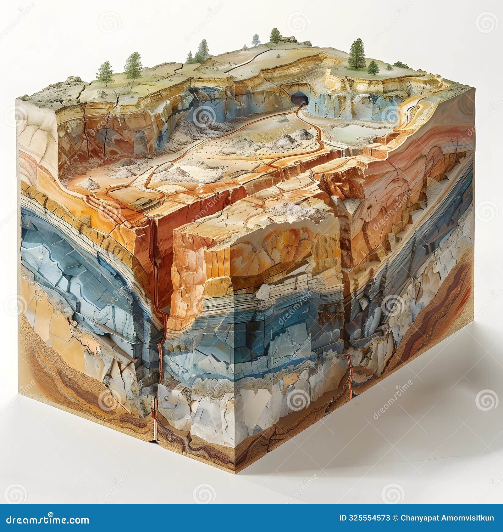 Geological Cross-section Highlighting the Depth Stock Illustration ...
