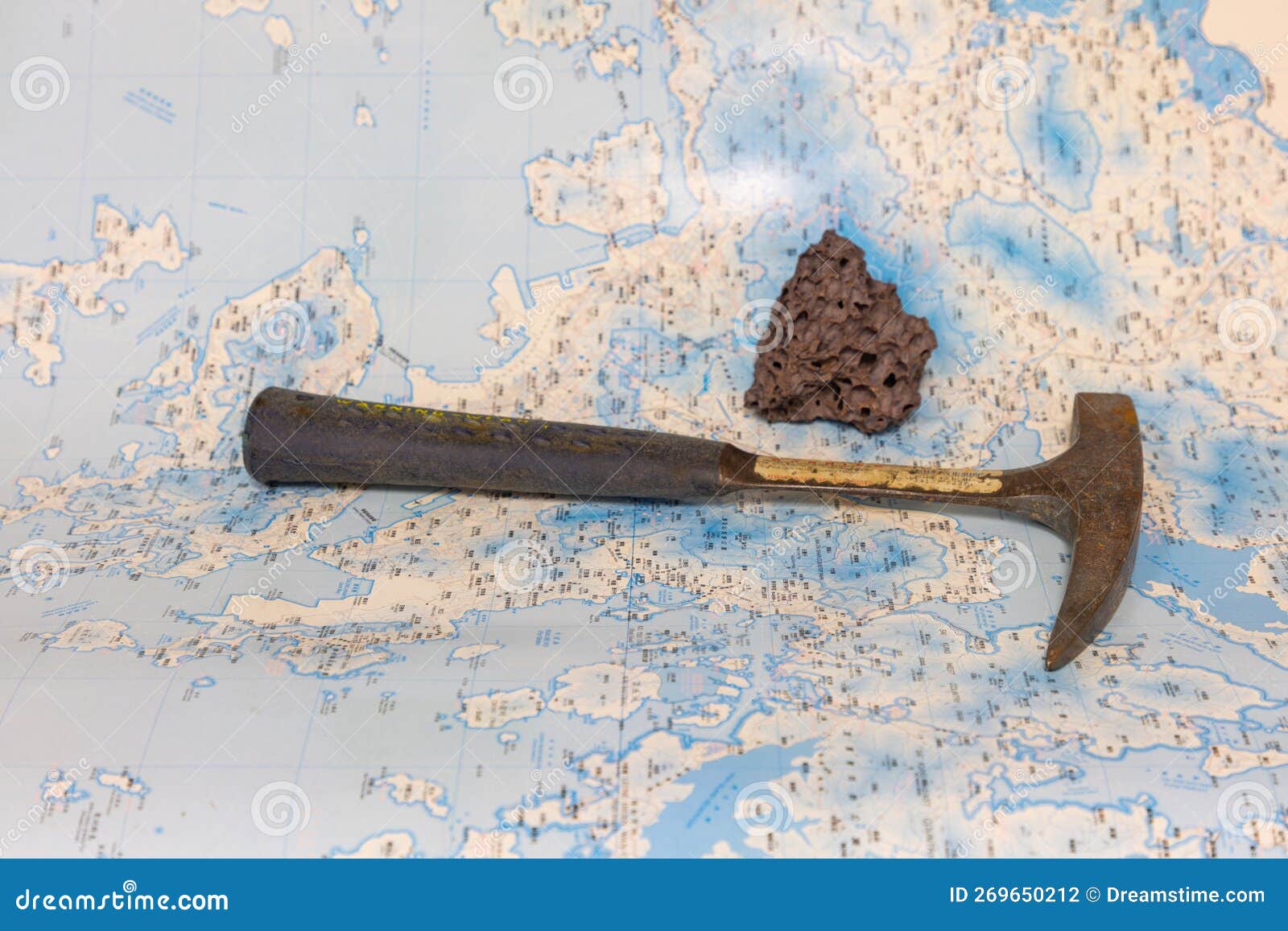 Geological Fieldwork Tools: Hammer, Compass, Magnifying Glass, Rock ...