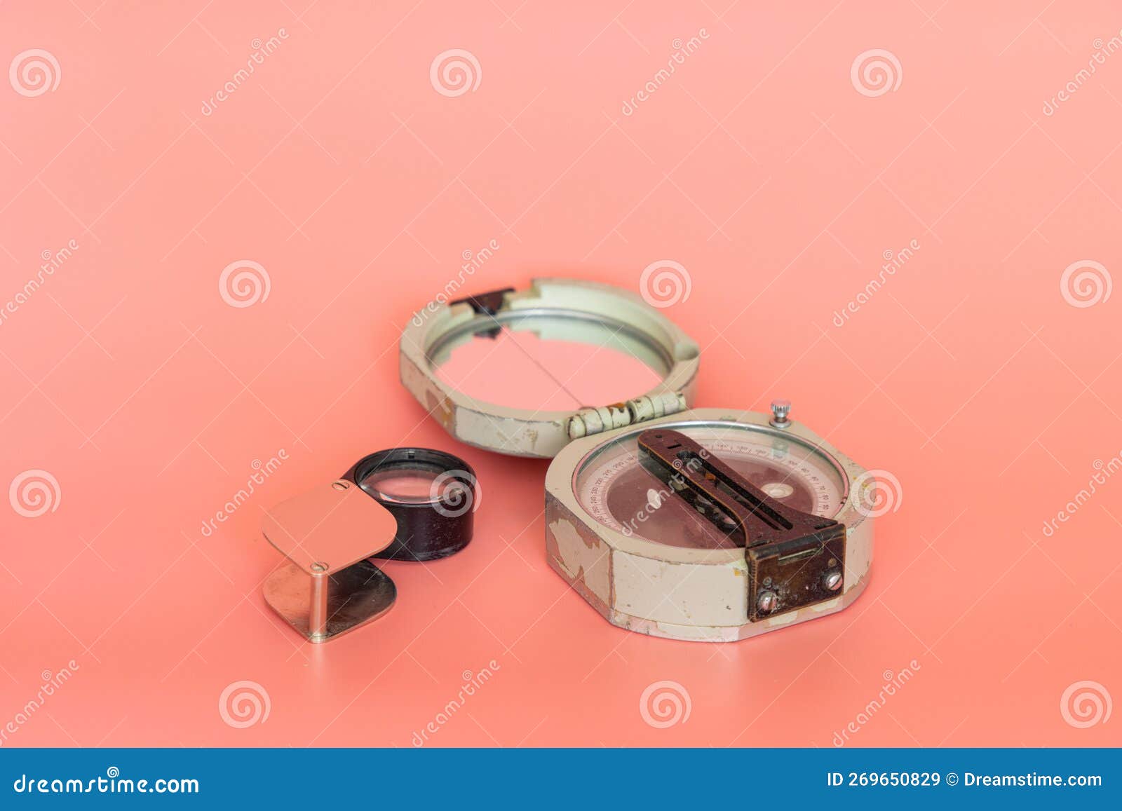 Geological Fieldwork Tools: Hammer, Compass, Magnifying Glass, Rock ...