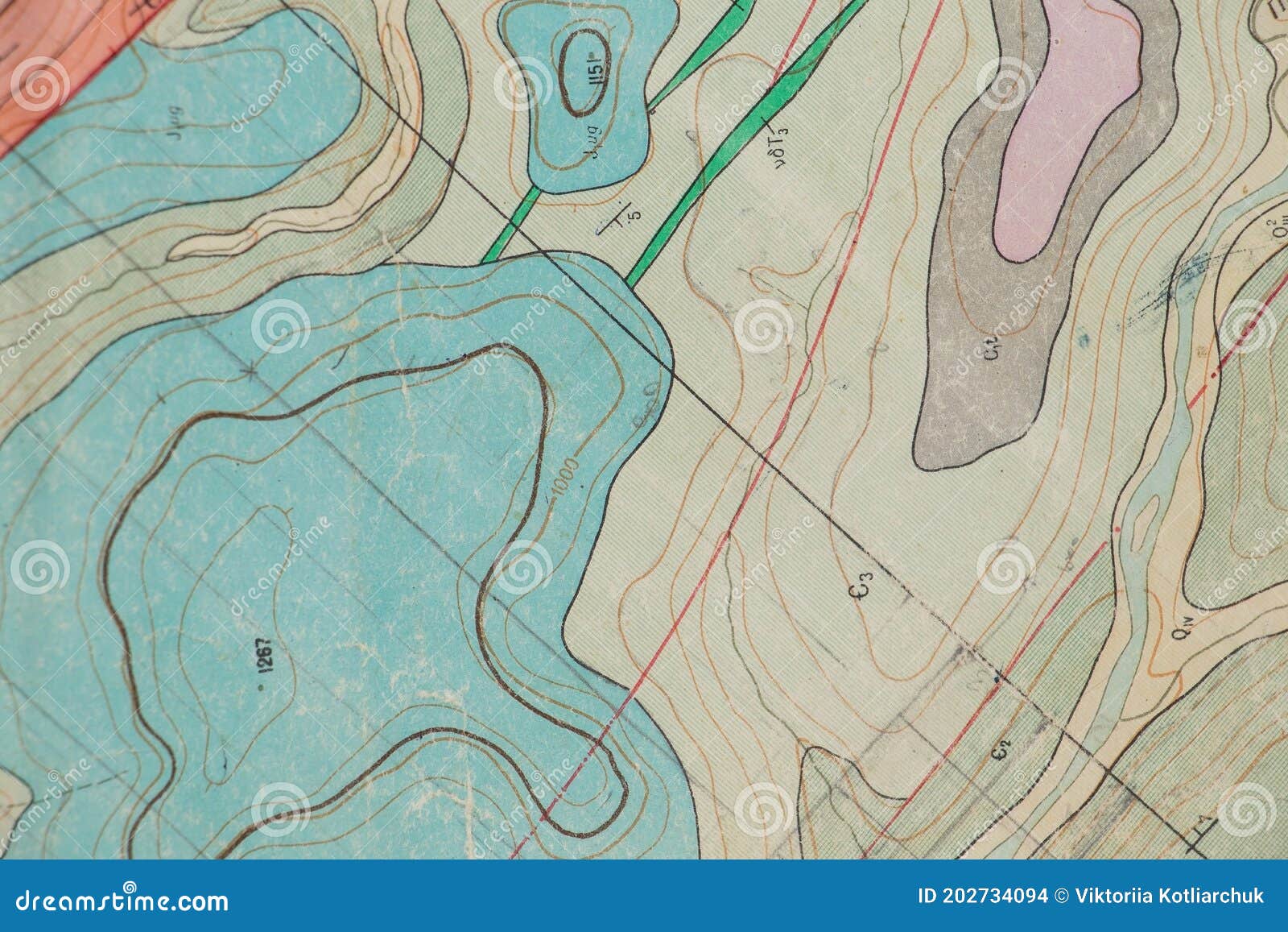 Geological Map for Training As Background Close Up Stock Photo - Image ...