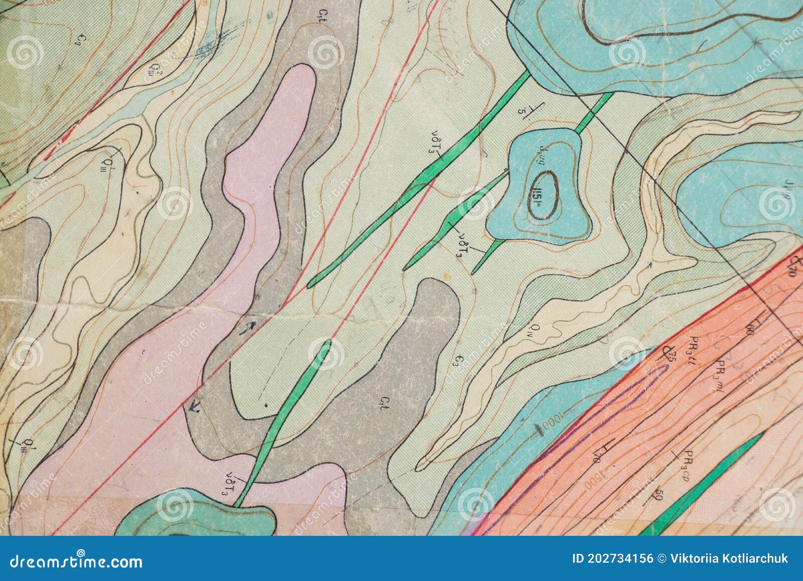 Geological Map for Training As Background Close Up Stock Photo - Image ...