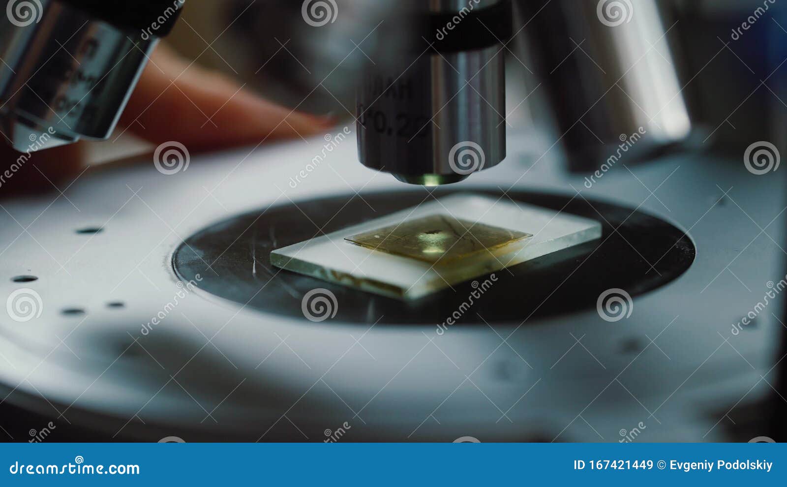 Geological Rock Sample on the Slide Glass Under the Light Microscope ...