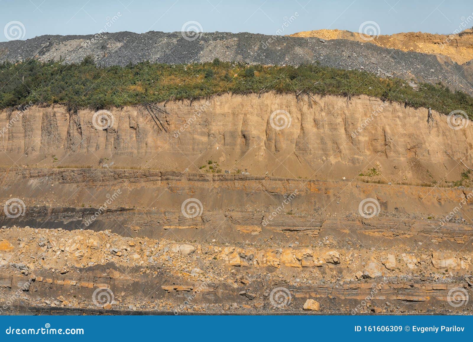 Geological Section of Soil, Layers of Coal Gold. Overburden Open Mine ...