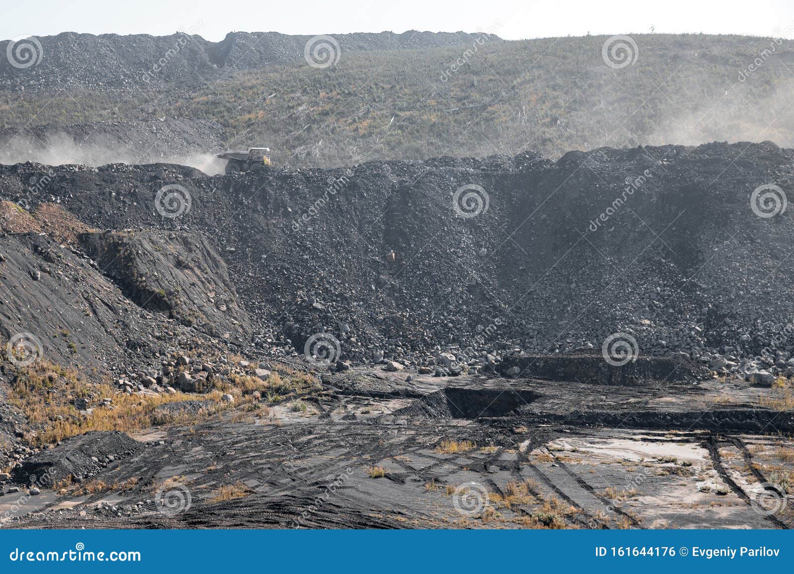 Geological Section of Soil, Layers of Coal and Rock. Overburden Open ...