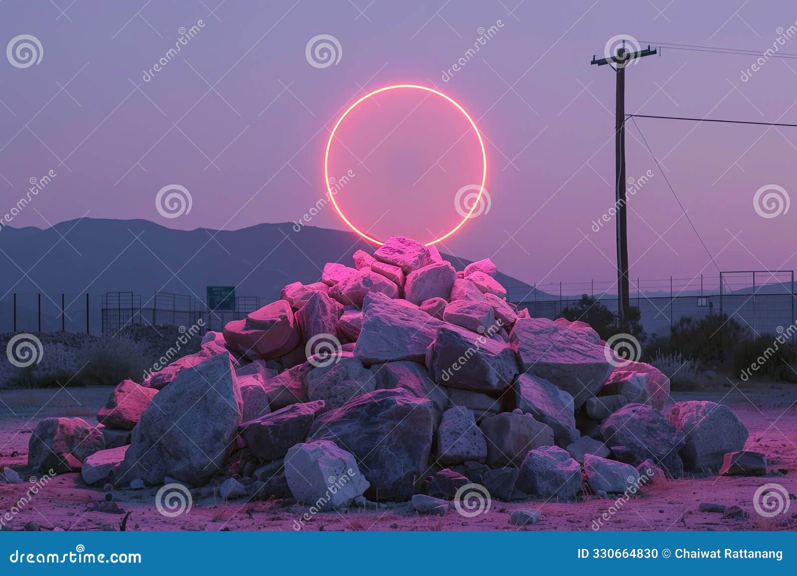 Geological Transformation: a Mesmerizing Loop of Rocks and Neon Sphere ...