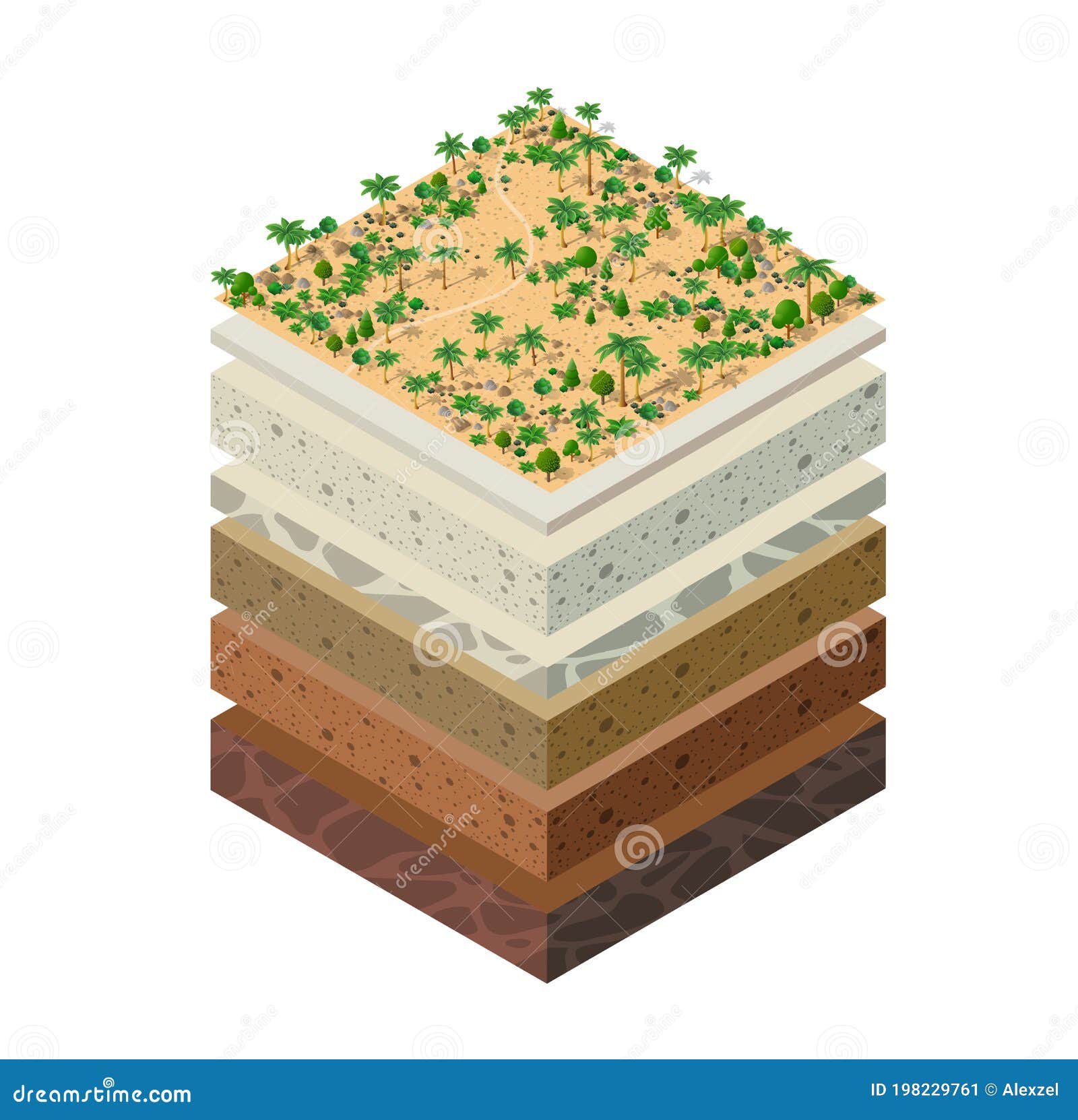 Underground Layers Of Earth, Groundwater, Layers Of Grass. Cross ...