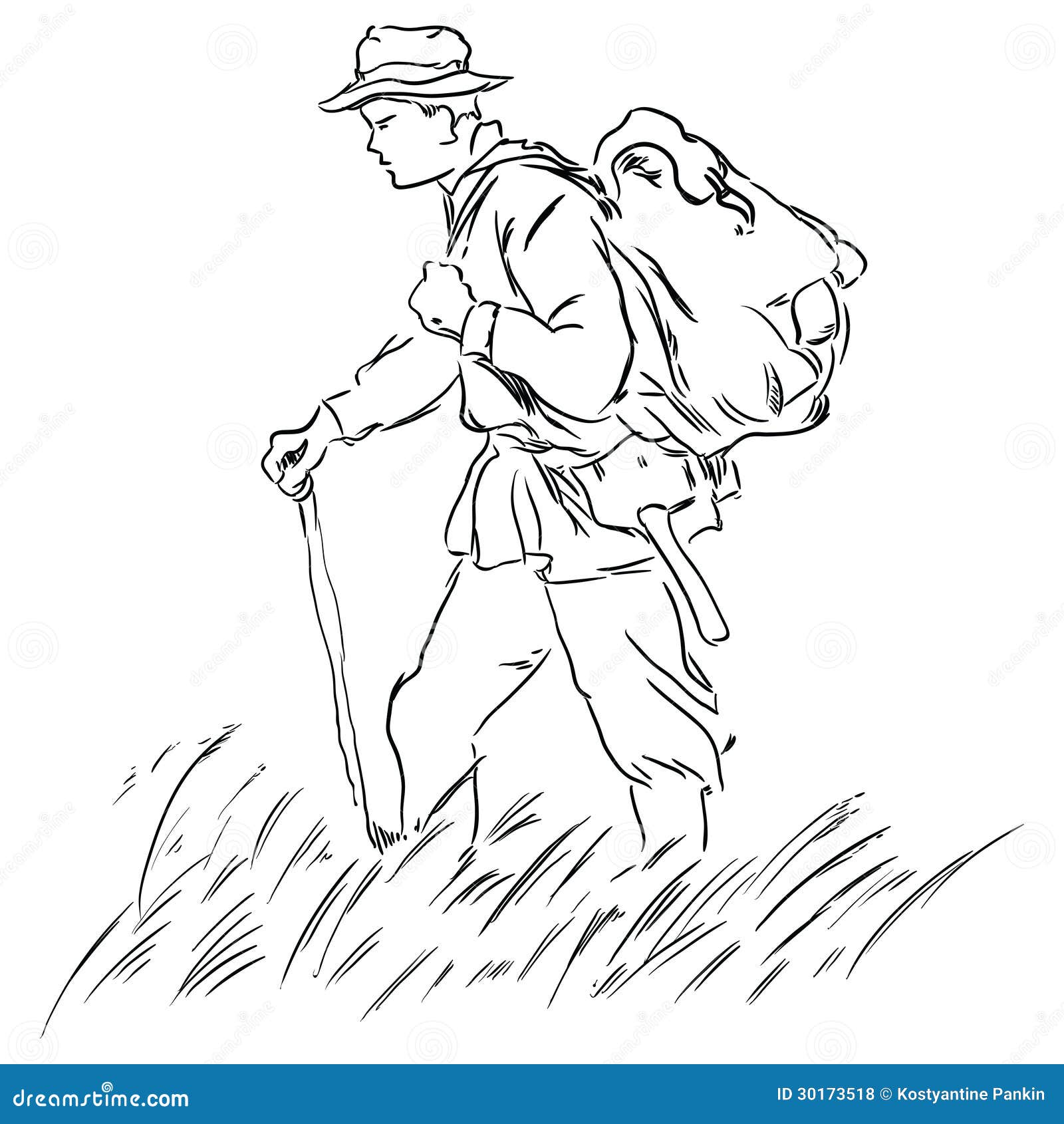 Geologist with a backpack stock vector. Illustration of science - 30173518