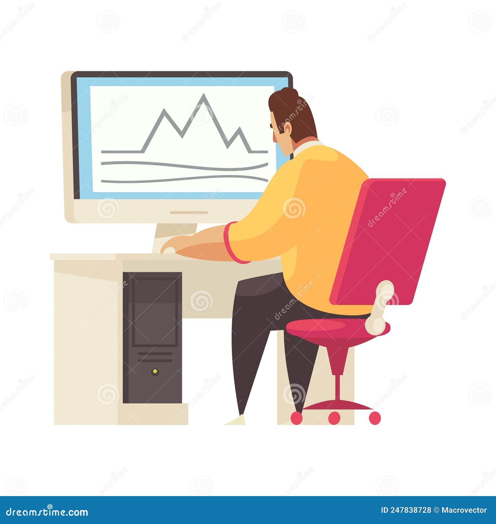 Geologist at Computer Composition Stock Illustration - Illustration of ...