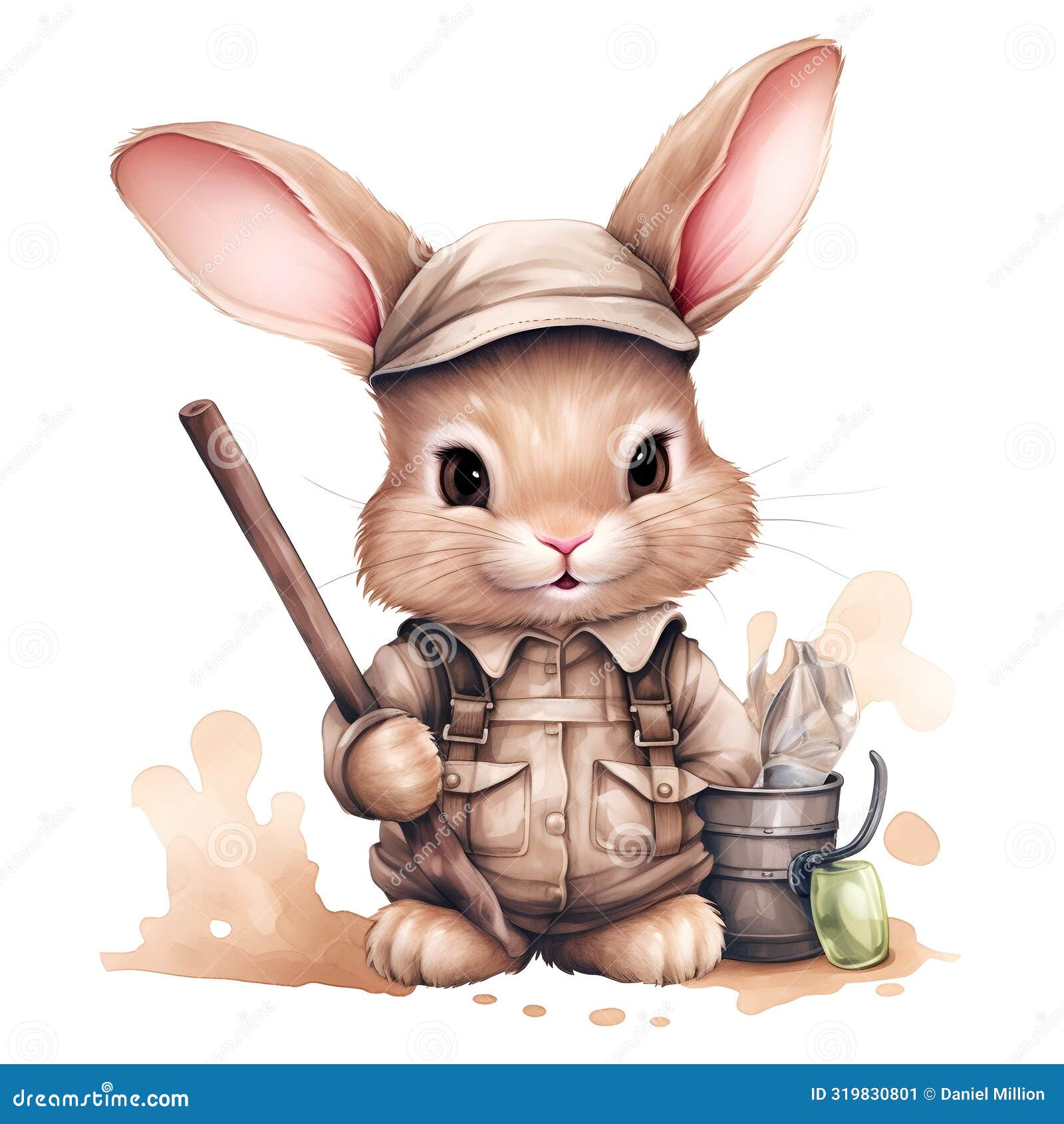 Geologist Cute Bunny Blue Cute Bunny Watercolor Royalty-Free Stock ...