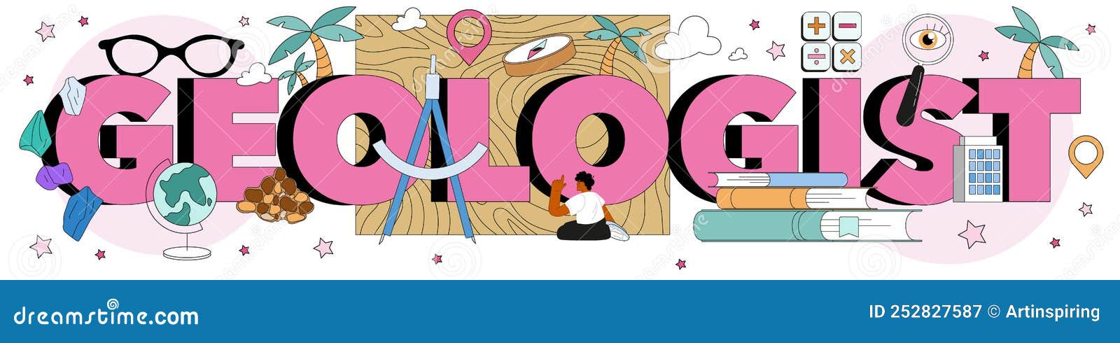 Geologist Typographic Header. Scientist Study Structure, Evolution ...