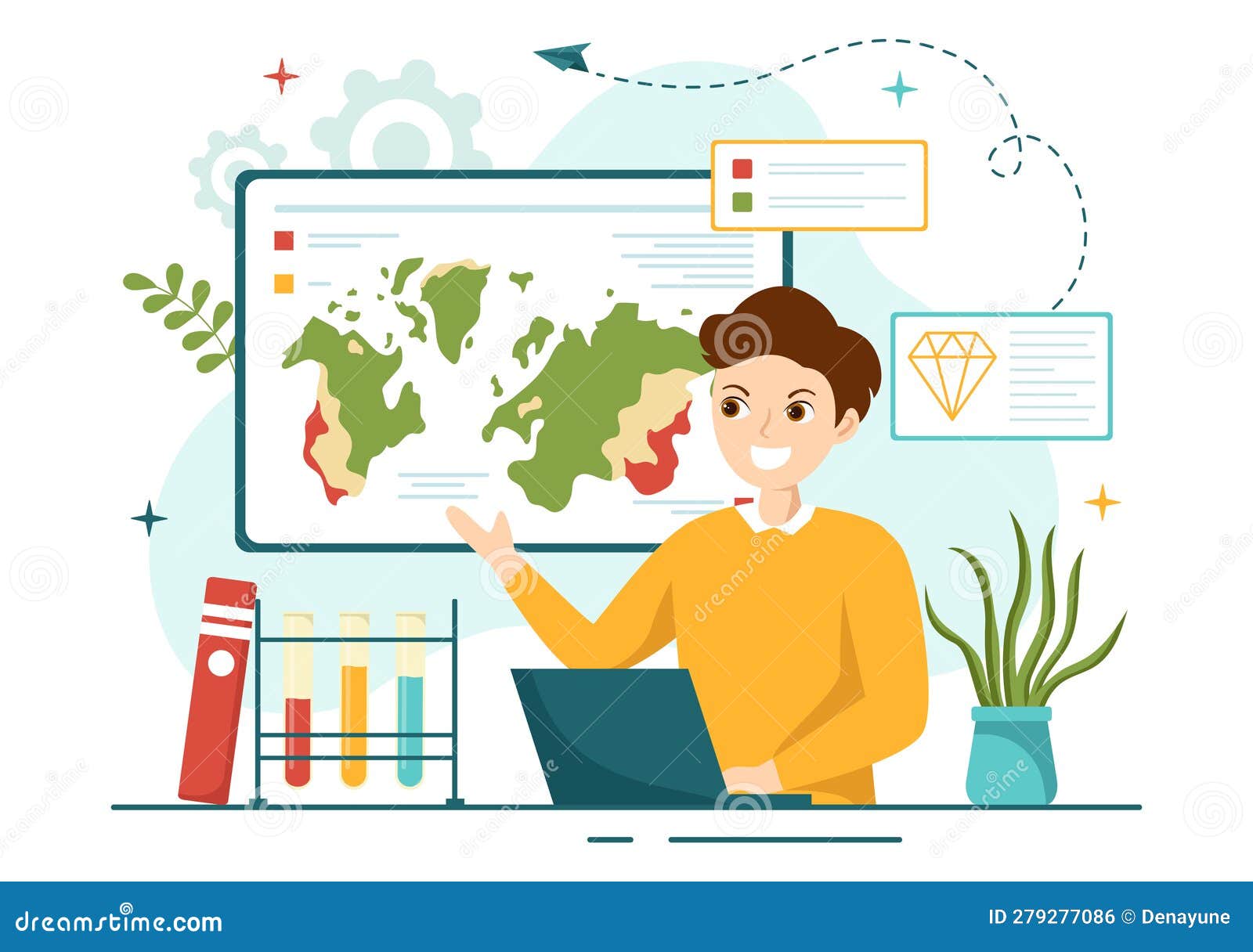 Geologist Vector Illustration with Soil Analysis and Features of the ...