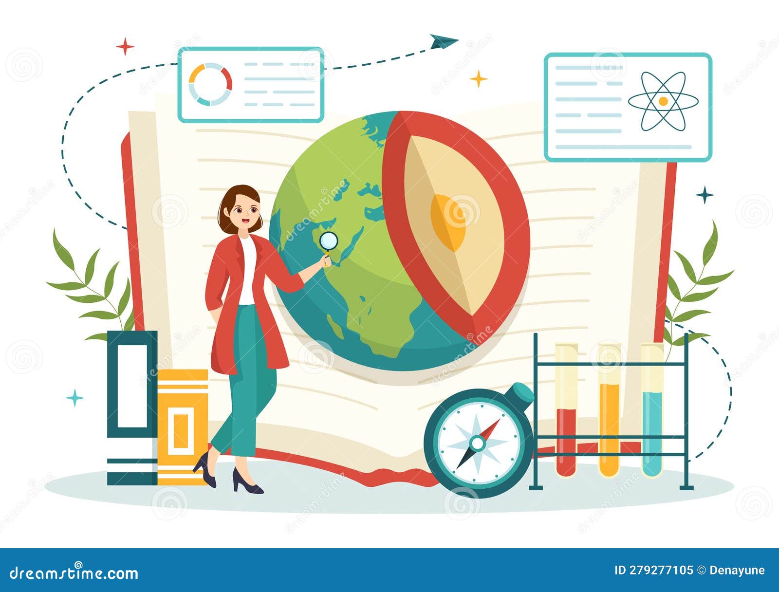 Geologist Vector Illustration with Soil Analysis and Features of the ...