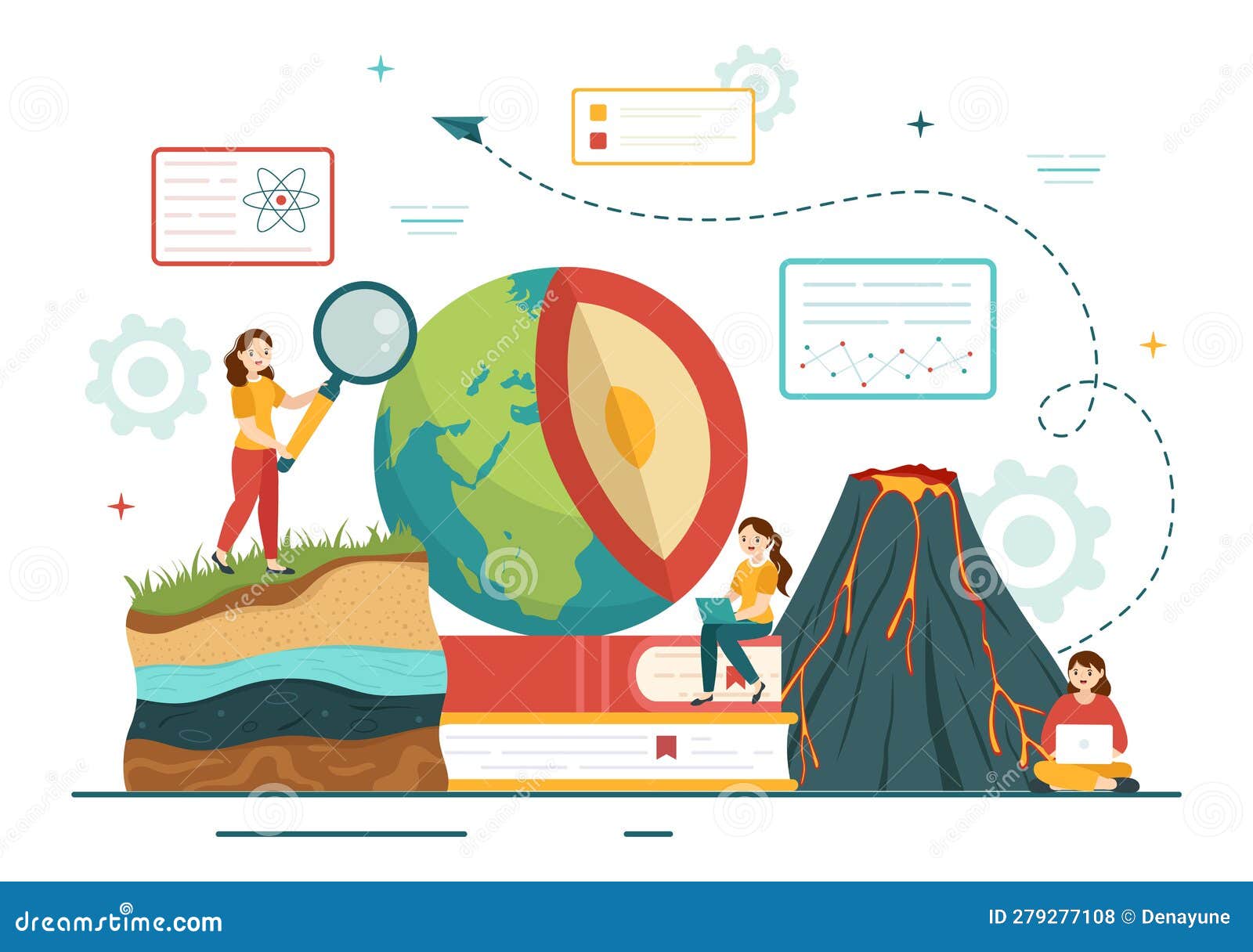 Geologist Vector Illustration with Soil Analysis and Features of the ...