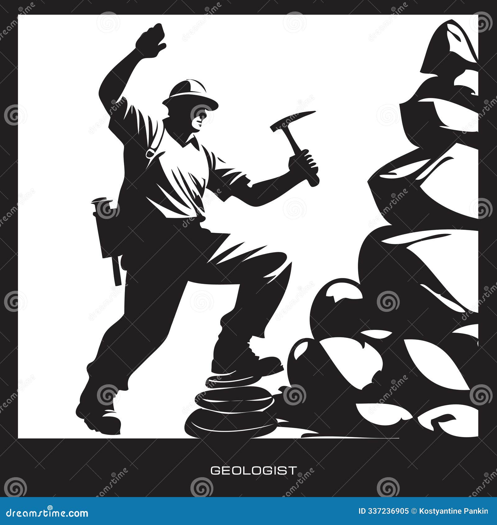 Geologist Working On A Pile Of Rocks Cartoon Vector | CartoonDealer.com ...
