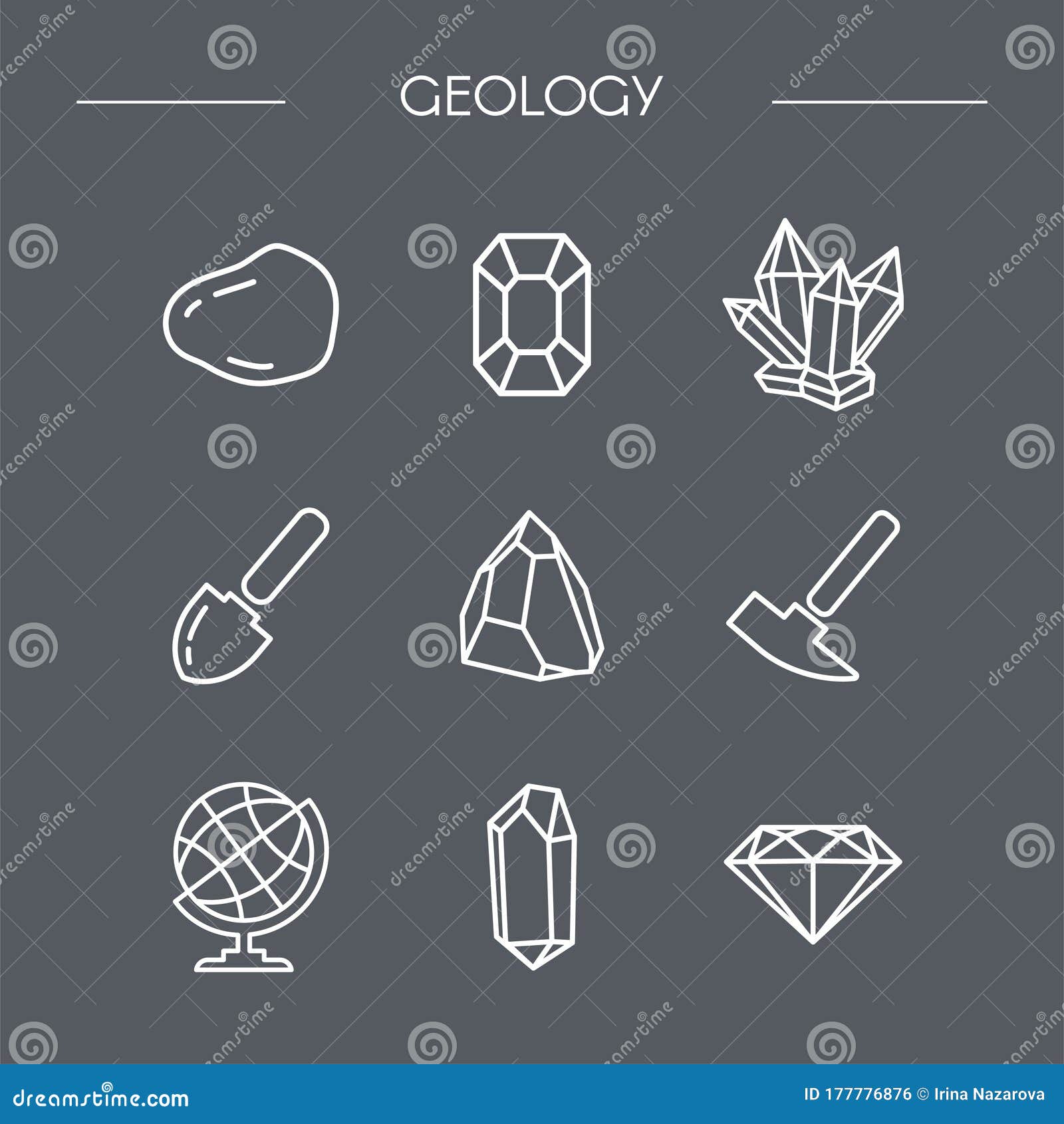 Geology Icons Set for Science, School, University Stock Vector ...