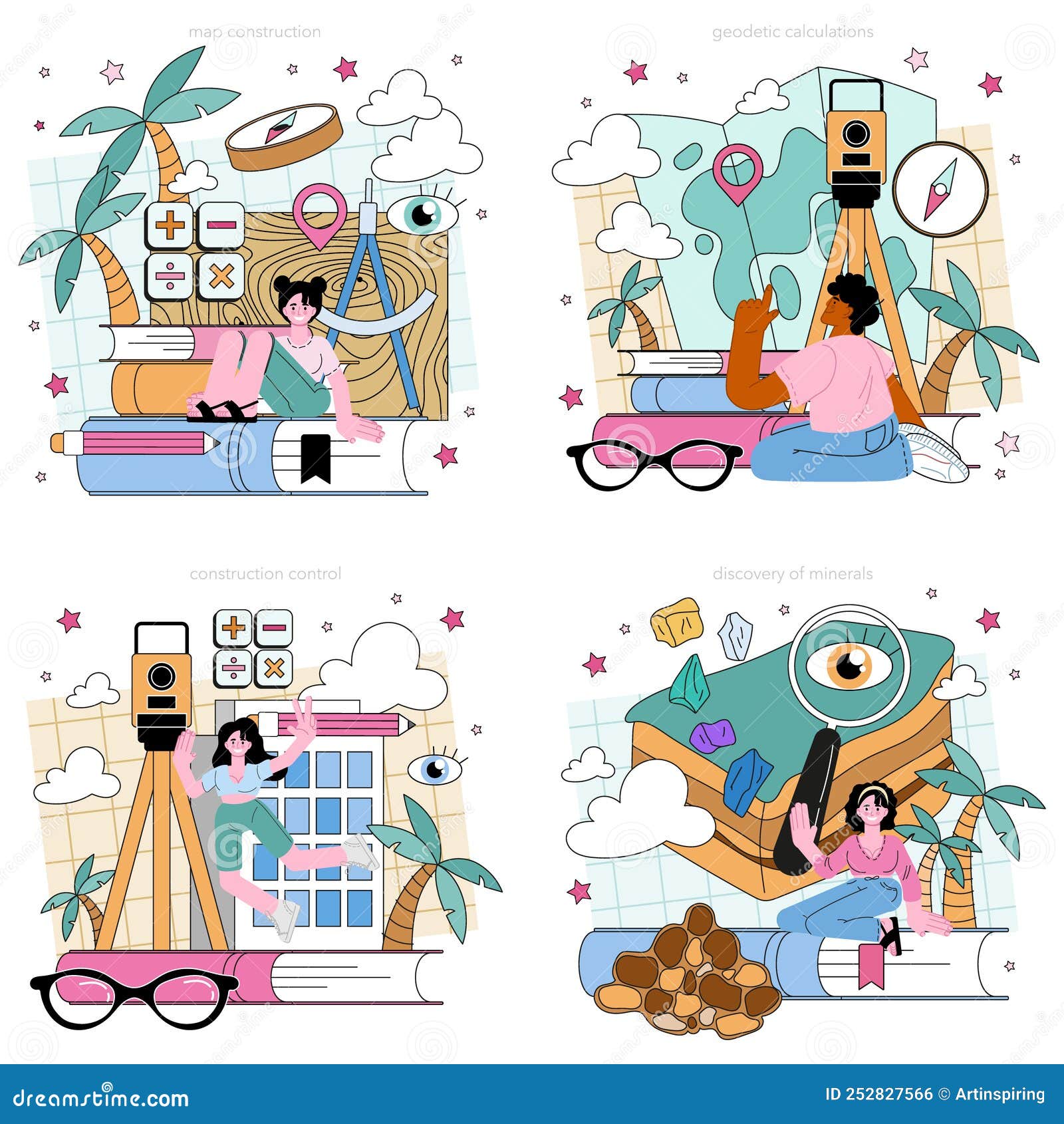 Geology Concept Set. Scientist Study Structure, Evolution and Dynamics ...