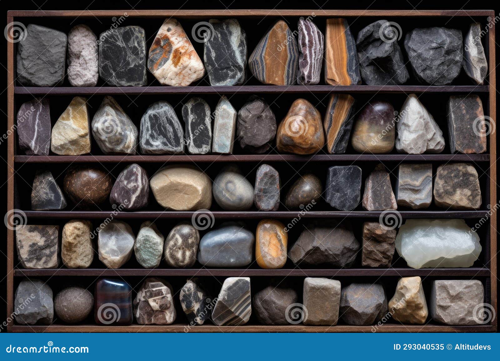 Geology Rock Collection Neatly Arranged in a Box Stock Image - Image of ...