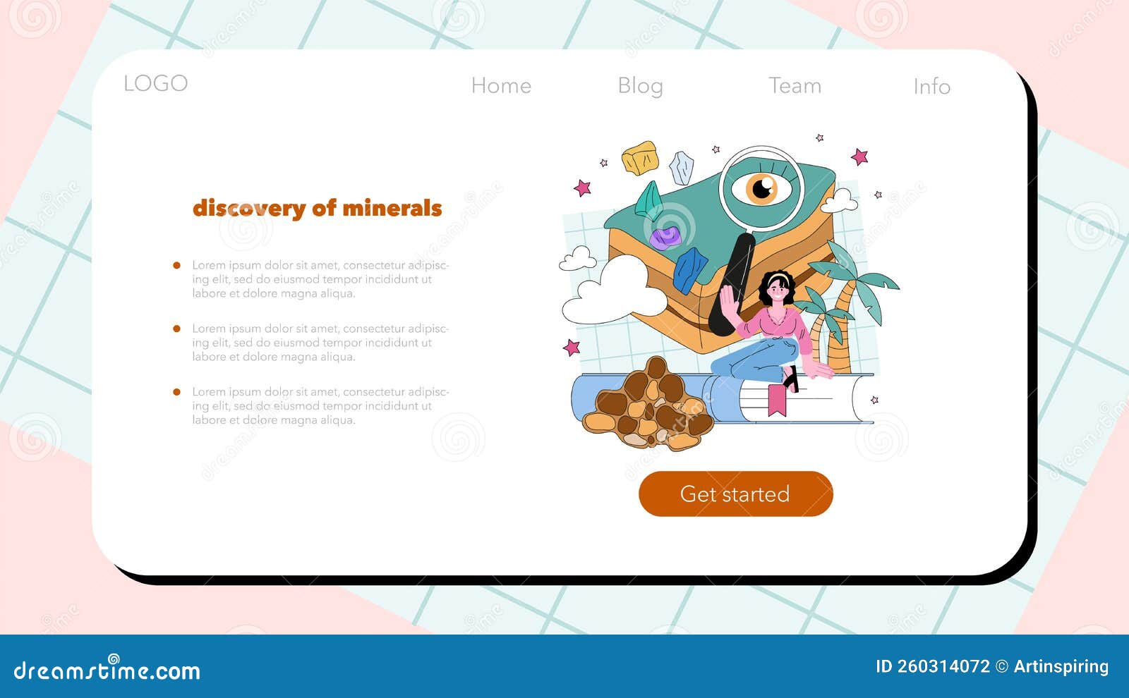 Geology Web Banner or Landing Page. Scientist Study Structure ...