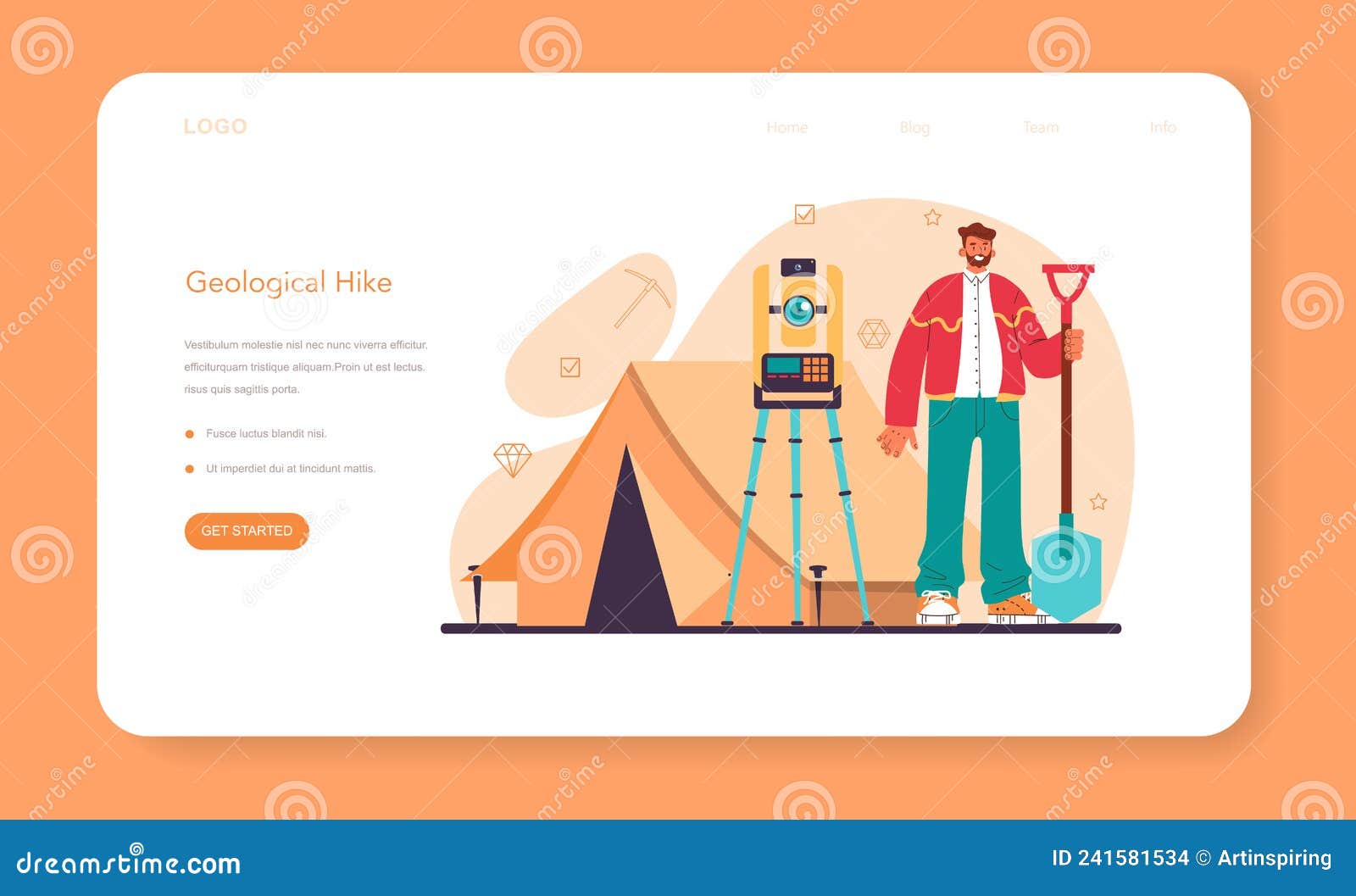 Geology Web Banner or Landing Page. Scientist Study Structure Stock ...