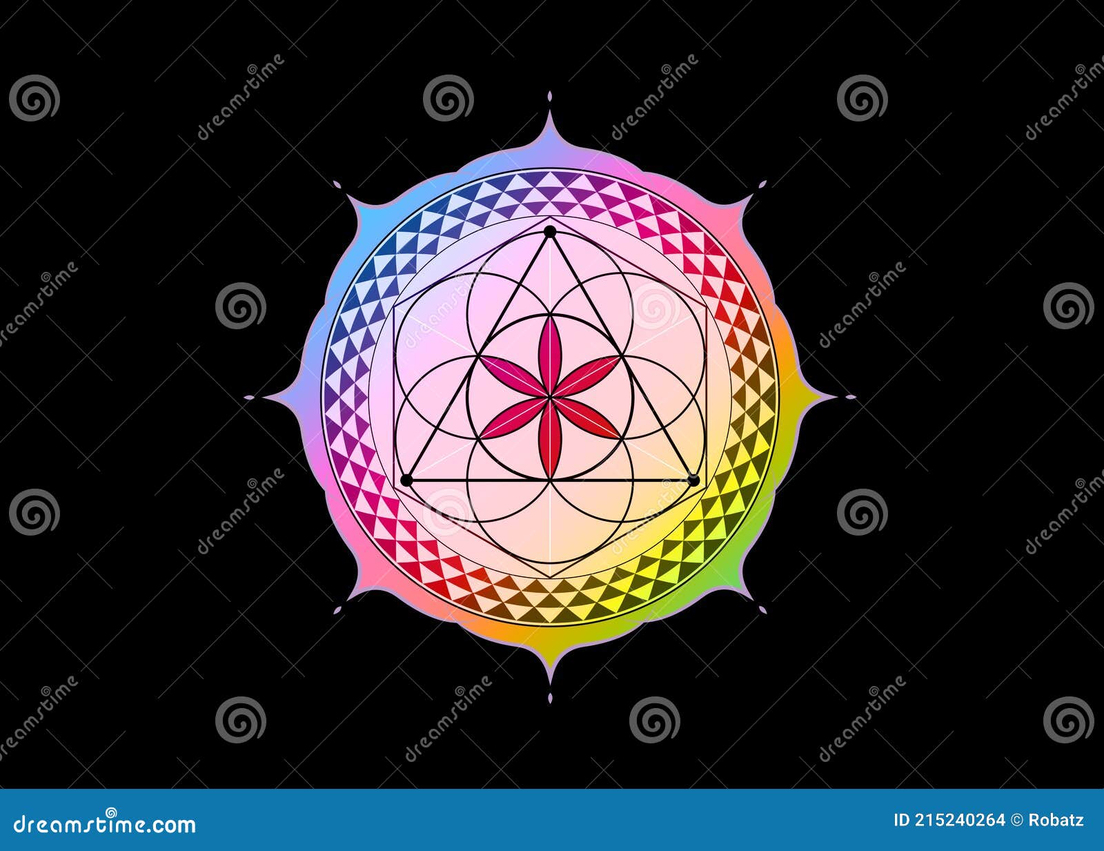 Flower of Life Symbol Sacred Geometry. Colorful Gradient Lotus Round ...