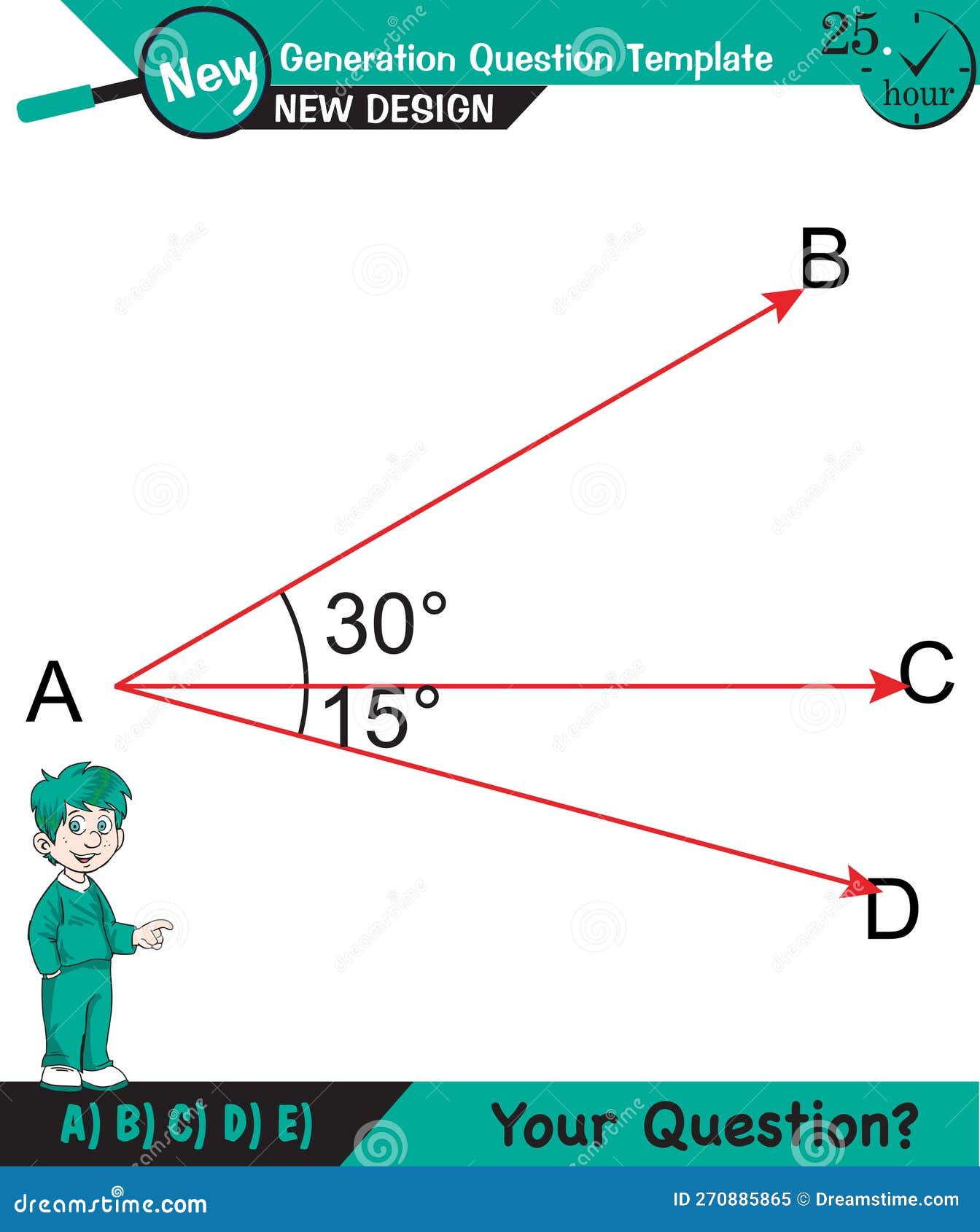 Math, Angles, Angles on the Plane, Angle Questions, Exam Question Stock ...