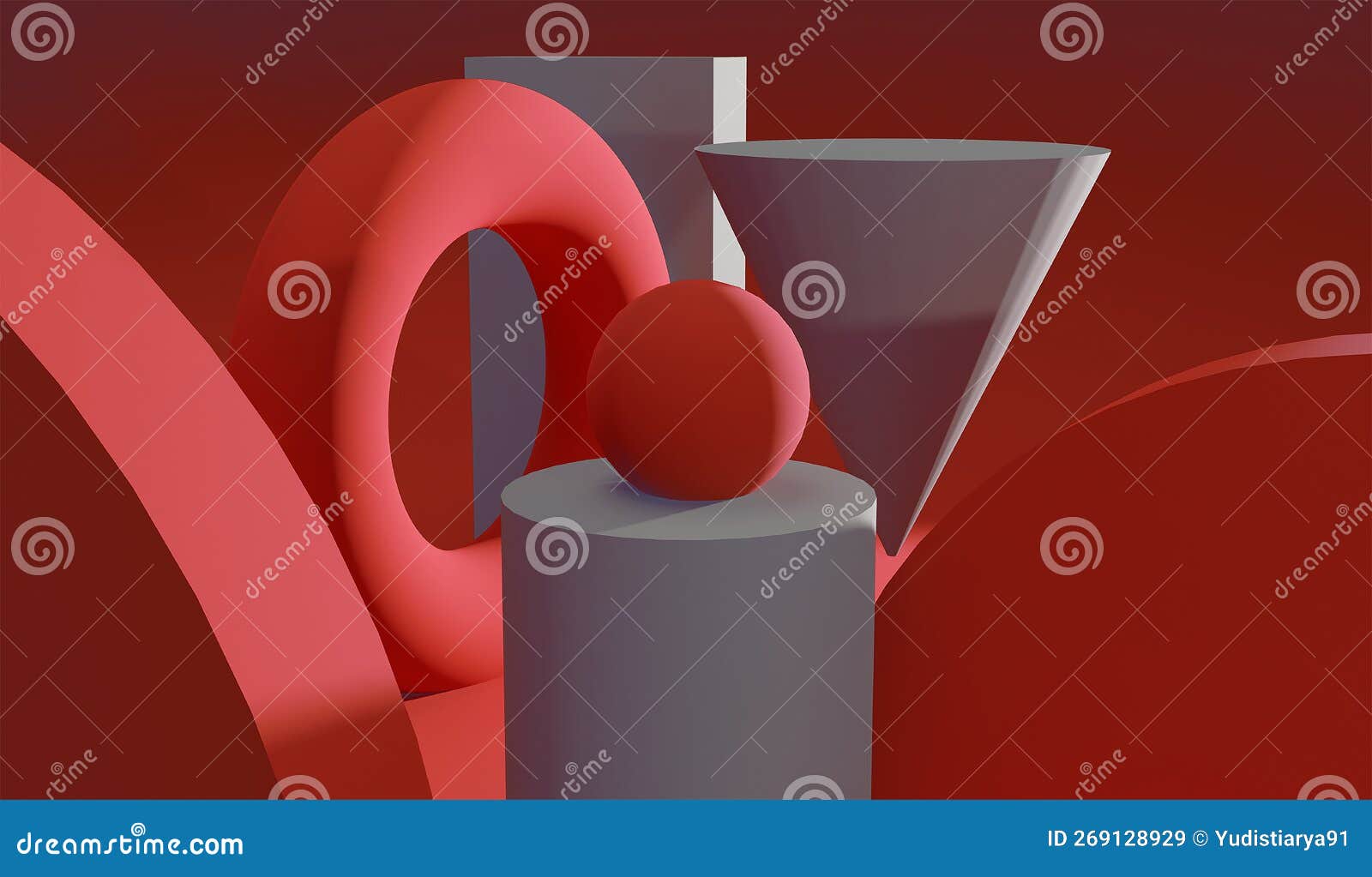 Geometric Abstrack Background with Red Color 3d Realistic Illustration ...