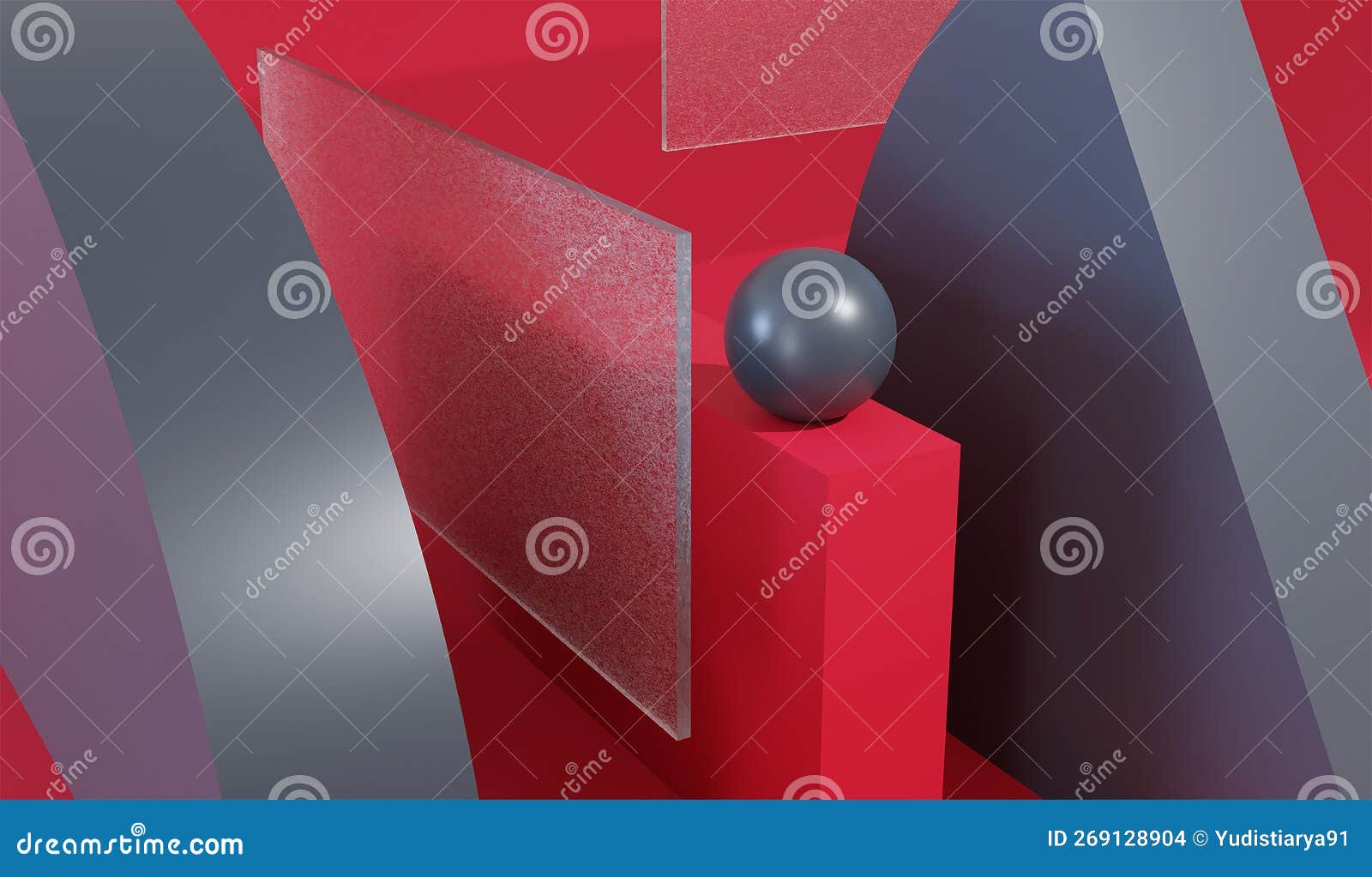 Geometric Abstrack Background with Red and Gray Color 3d Realistic ...