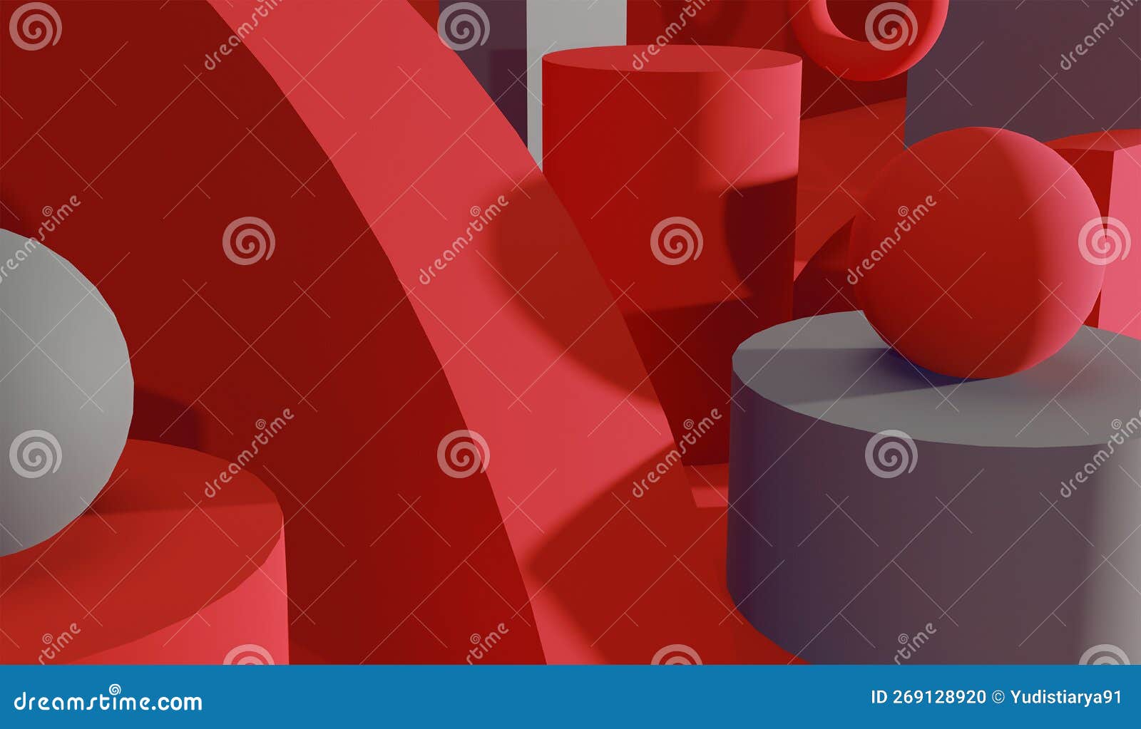 Geometric Abstrack Background With Red And Gray Color 3d Realistic ...