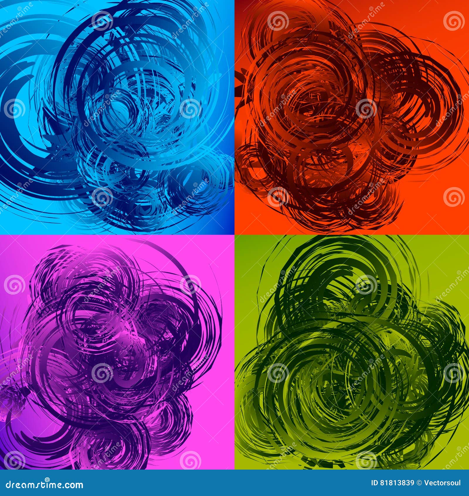 Geometric Abstract Art with Random Irregular Spirals Stock Vector ...