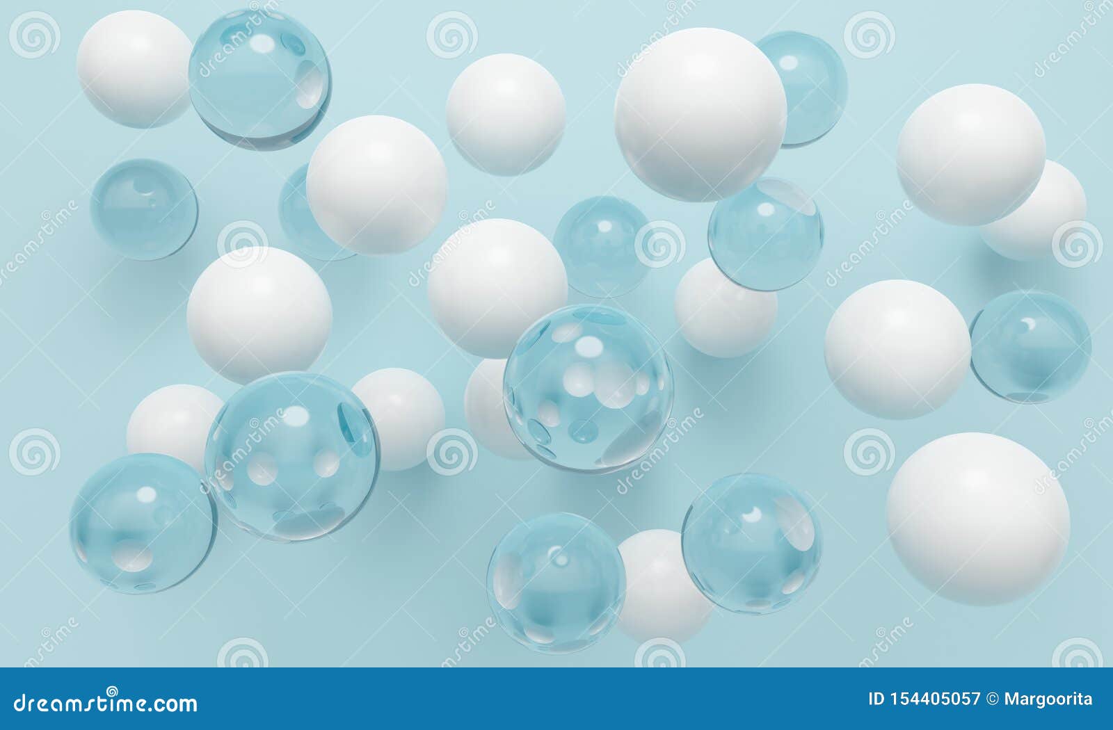 Geometric Abstract Background with Blue and White Balls. 3d Rendering ...
