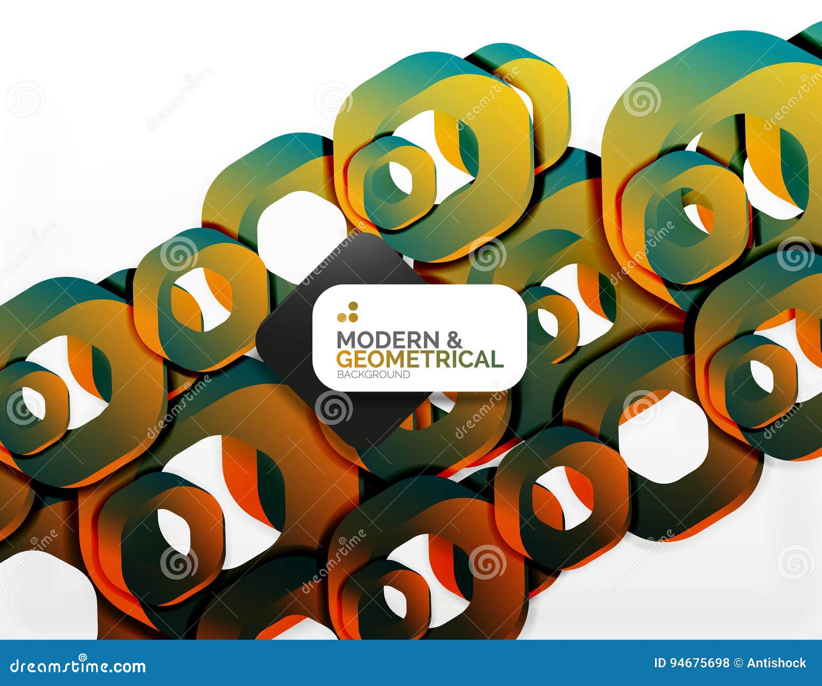 Geometric Abstract Background, Cut Chain Shapes or Hexagons on White ...